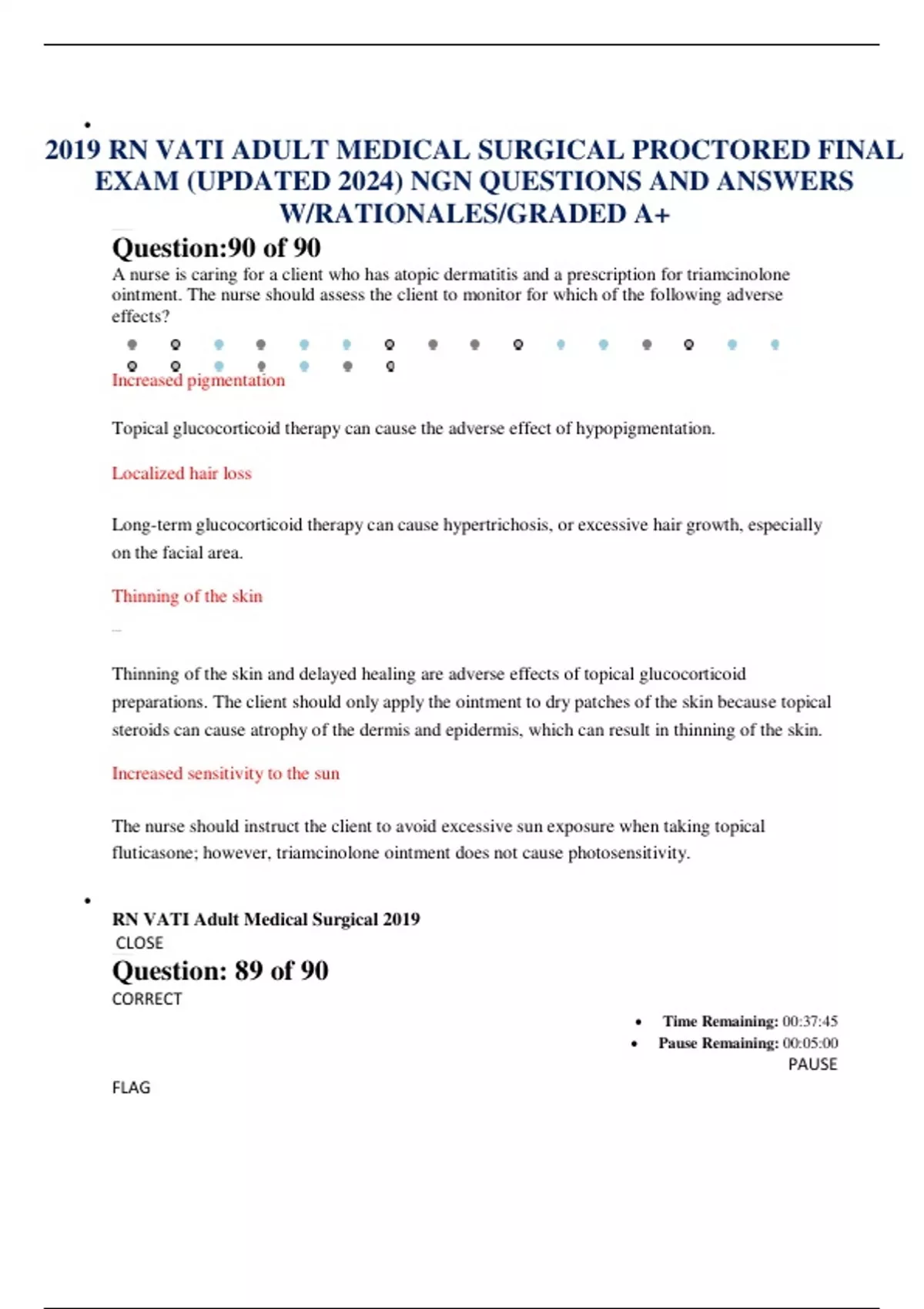 2019 RN VATI ADULT MEDICAL SURGICAL PROCTORED FINAL EXAM (UPDATED 2024 ...