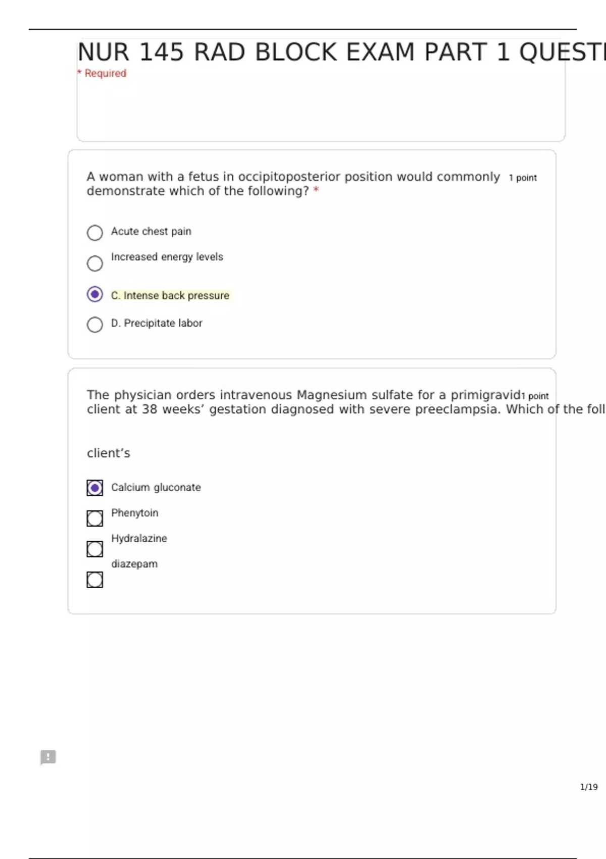 NUR 145 RAD BLOCK EXAM PART 1 QUESTIONS WITH ANSWERS - NUR 145 RANSWE ...
