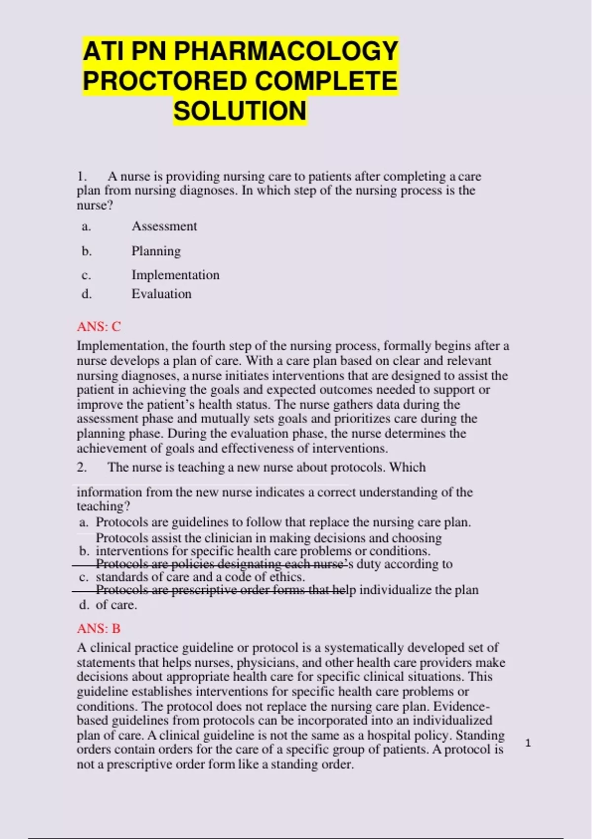 ATI PHARMACOLOGY PROCTORED EXAM 2020 WITH NGN QUESTIONS WITH 70 ...