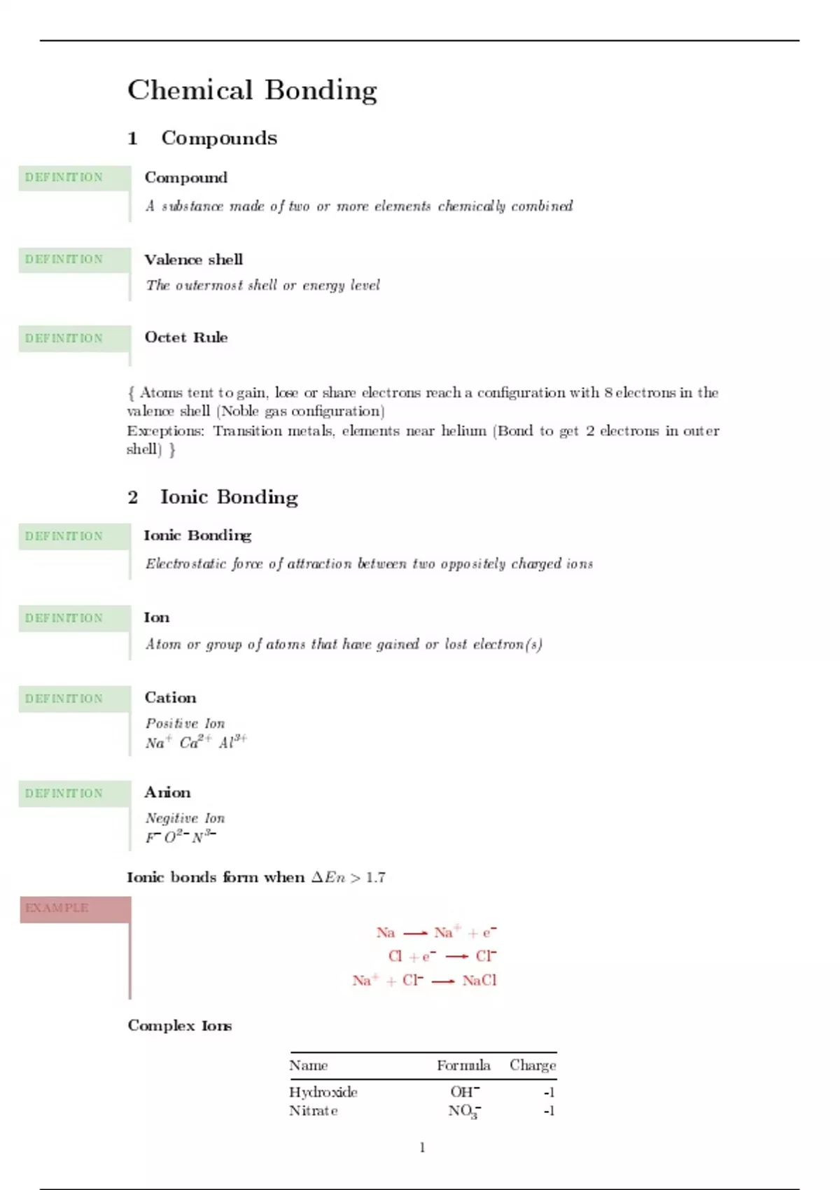 Summary Chemical Bonding Overview - Bonding - Stuvia UK