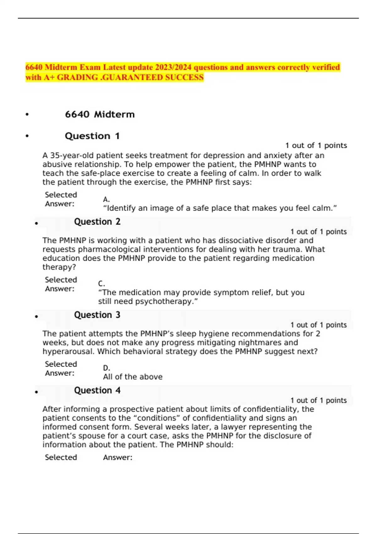 6640 Midterm Exam Latest update 2023/2024 questions and answers ...