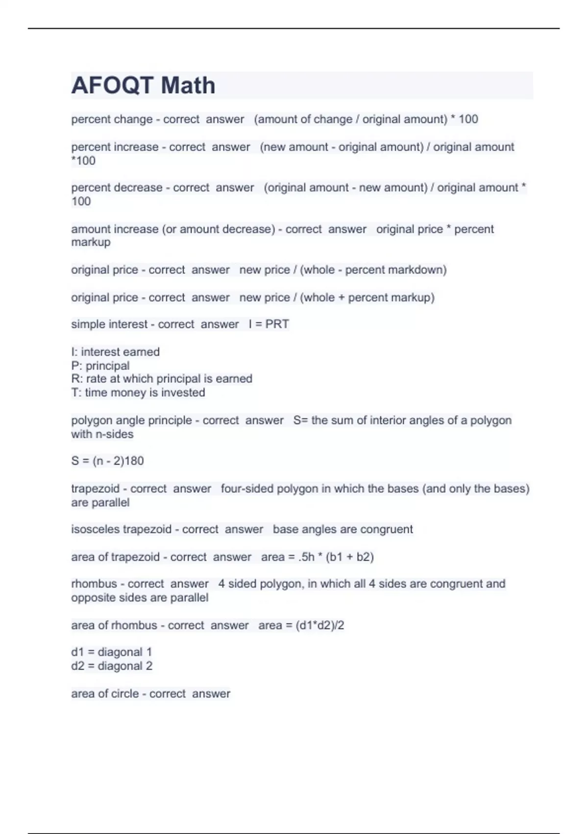 Afoqt Arithmetic Questions And Answers 2023 2024 Afoqt Stuvia Us