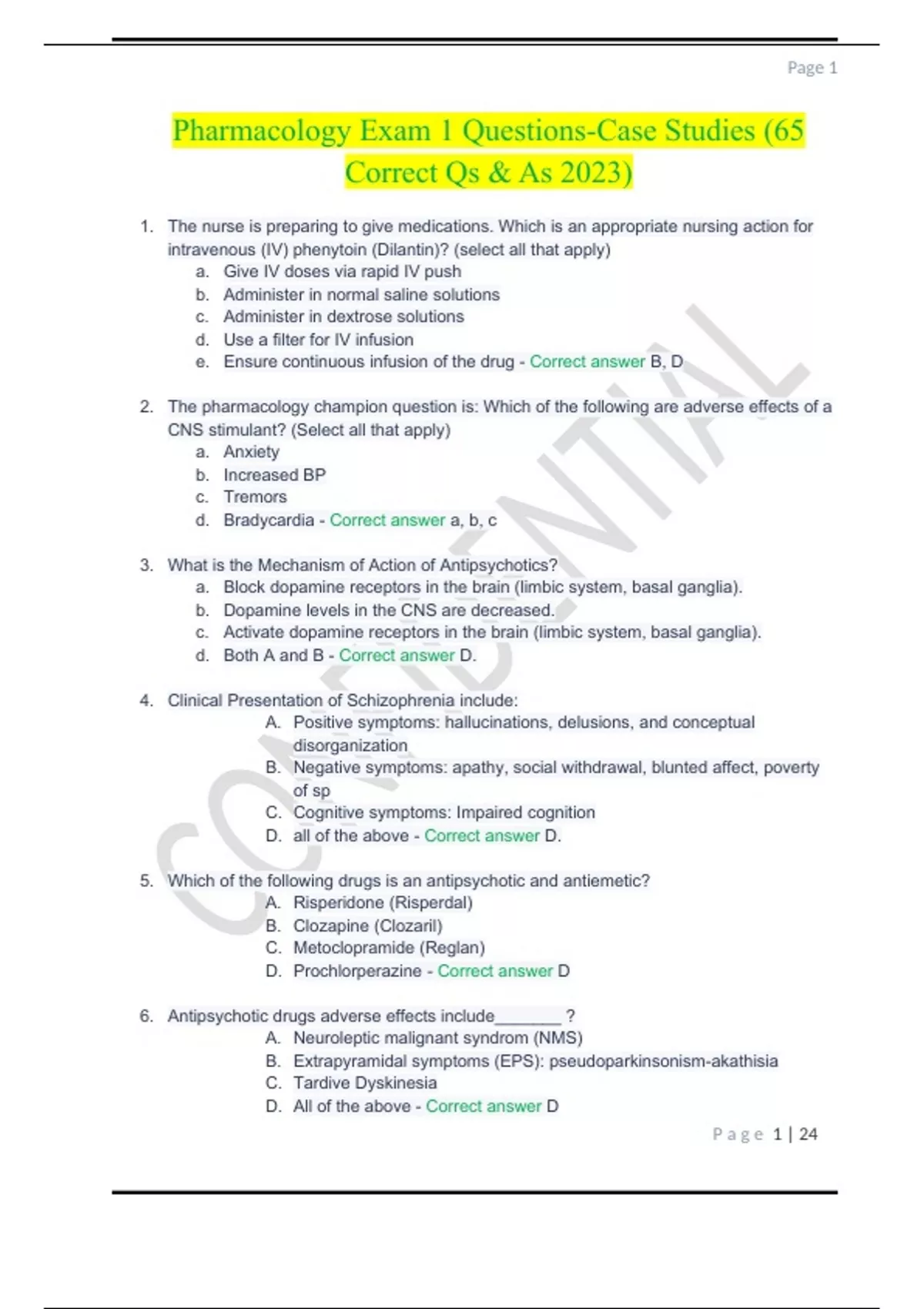 Pharmacology Exam 1 Questions-Case Studies (65 Correct Qs & As 2023) - Philosophy - Stuvia US
