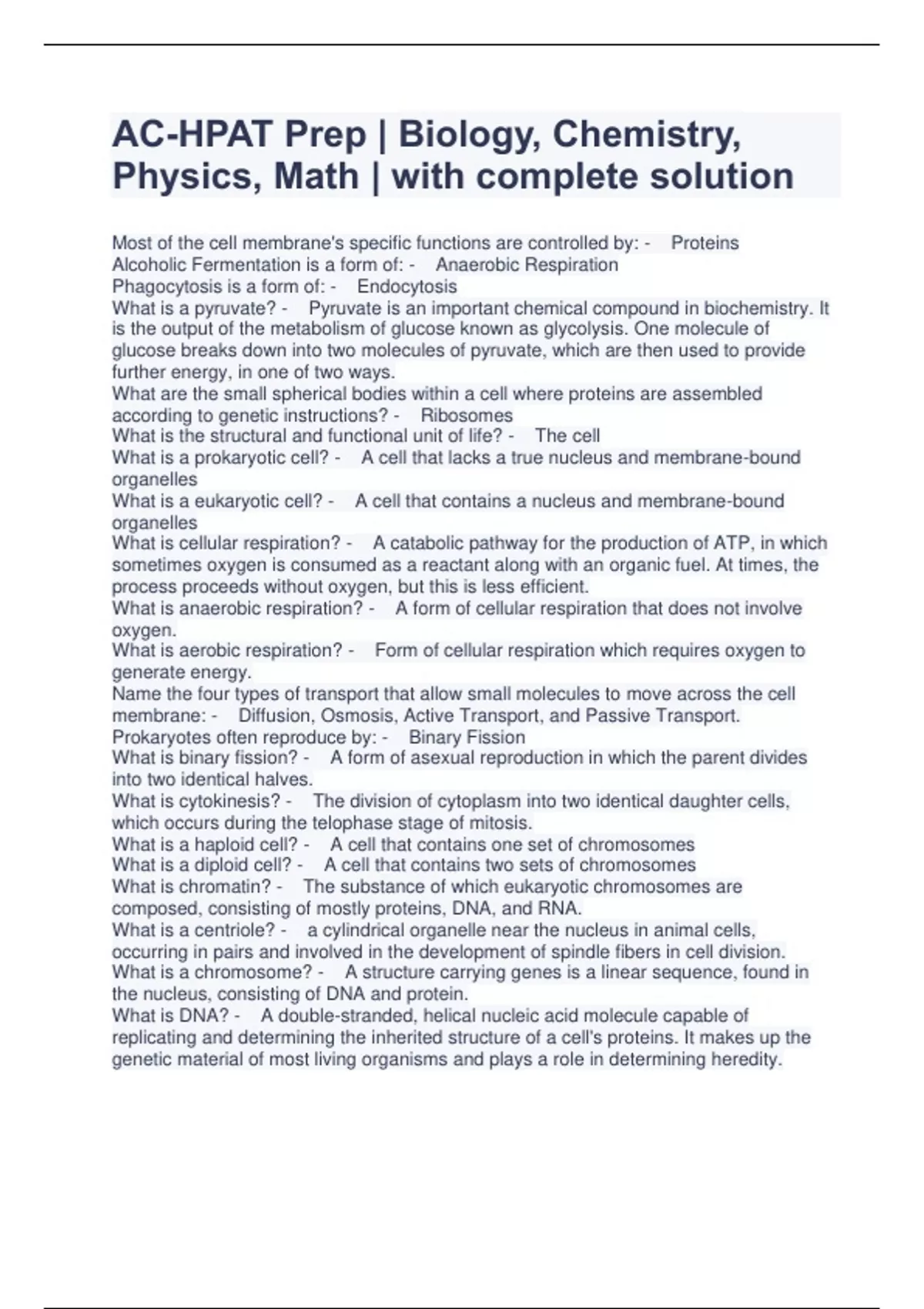 AC-HPAT Prep | Biology, Chemistry, Physics, Math | with complete ...