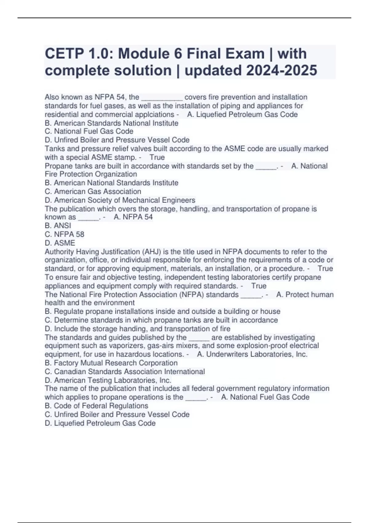 CETP 1.0: Module 6 Final Exam | with complete solution | updated - CETP ...