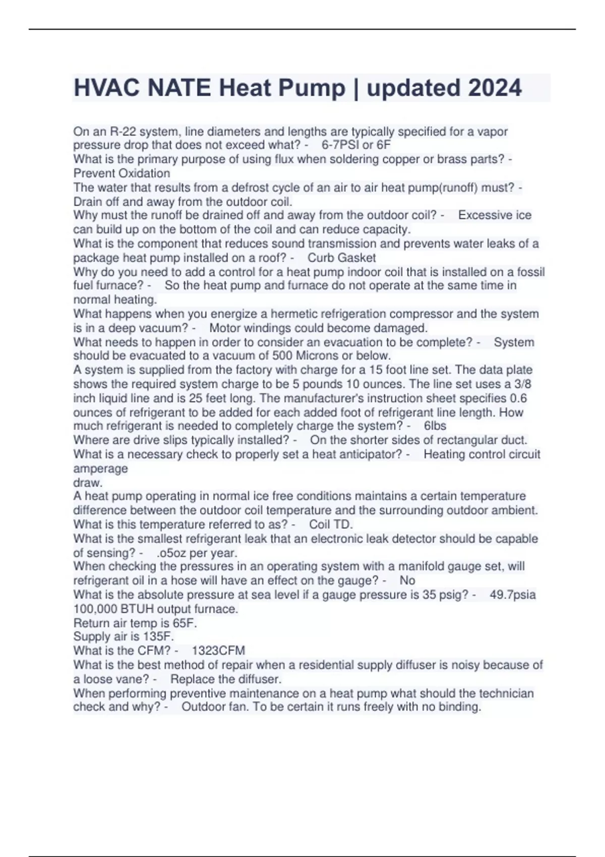 HVAC NATE Heat Pump | updated 2024 - HVAC NATE Heat Pump - Stuvia US