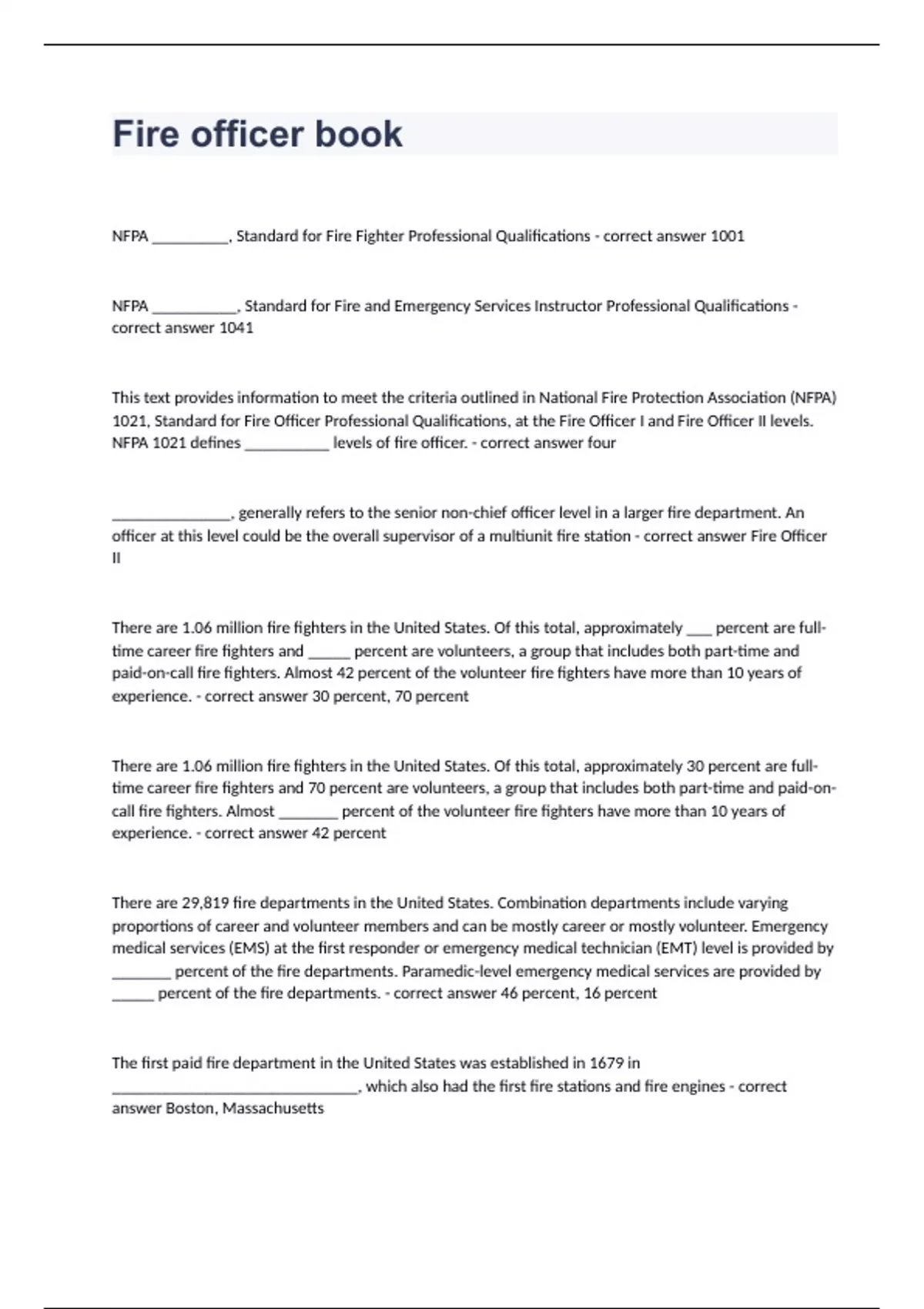 Fire officer book Question and answers correctly solved 2023/2024 ...