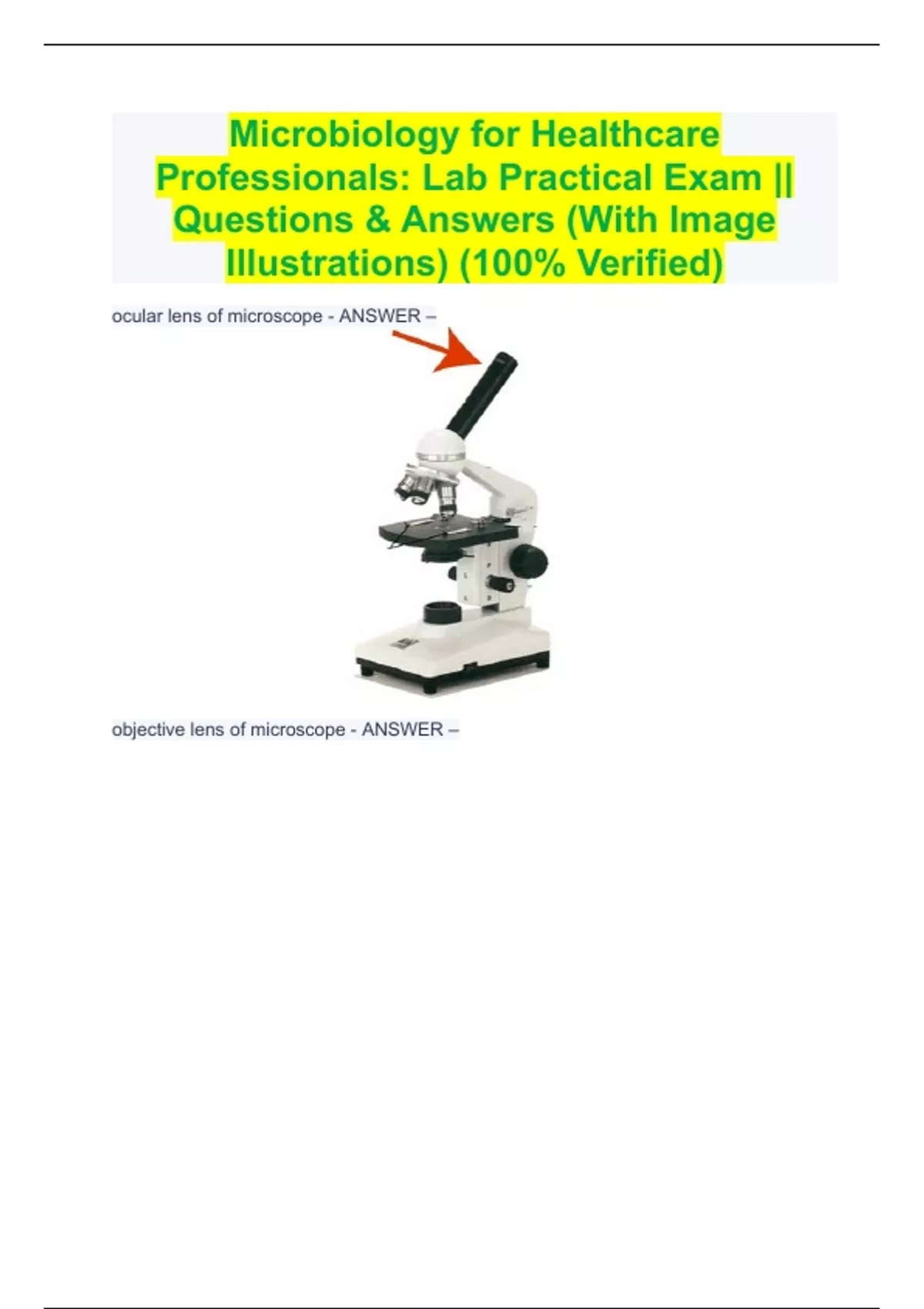 Microbiology for Healthcare Professionals: Lab Practical Exam ...