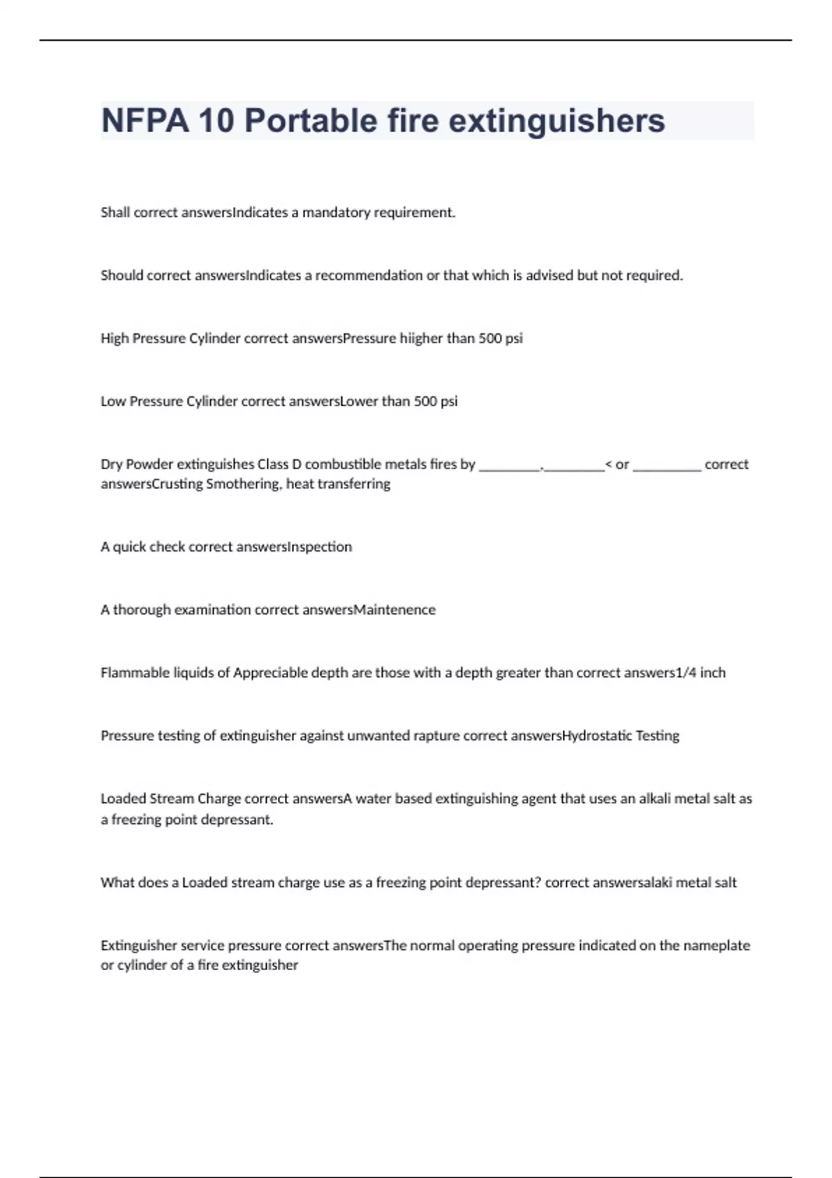 NFPA 10 Portable fire extinguishers exam 2023/2024 with verified ...