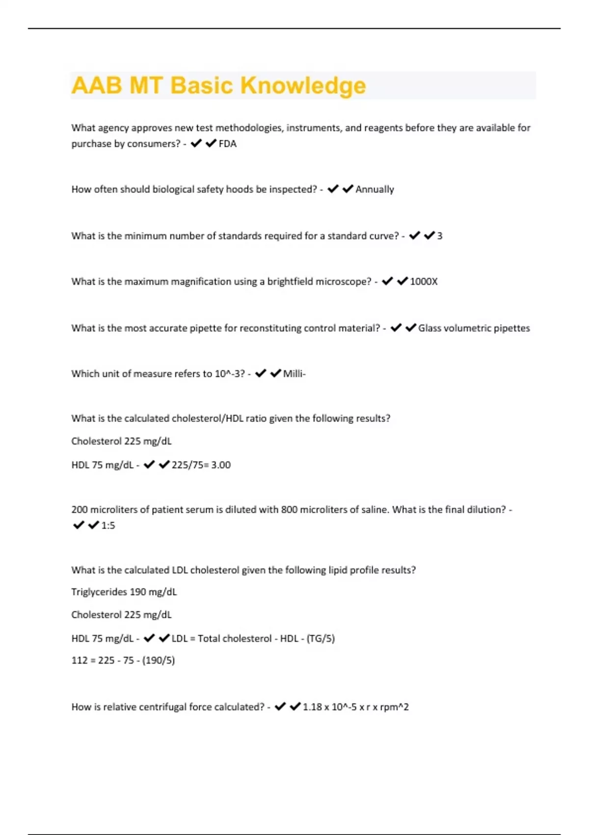 AAB MT Basic Knowledge Exam Questions With Complete Solutions. - AAB MT ...