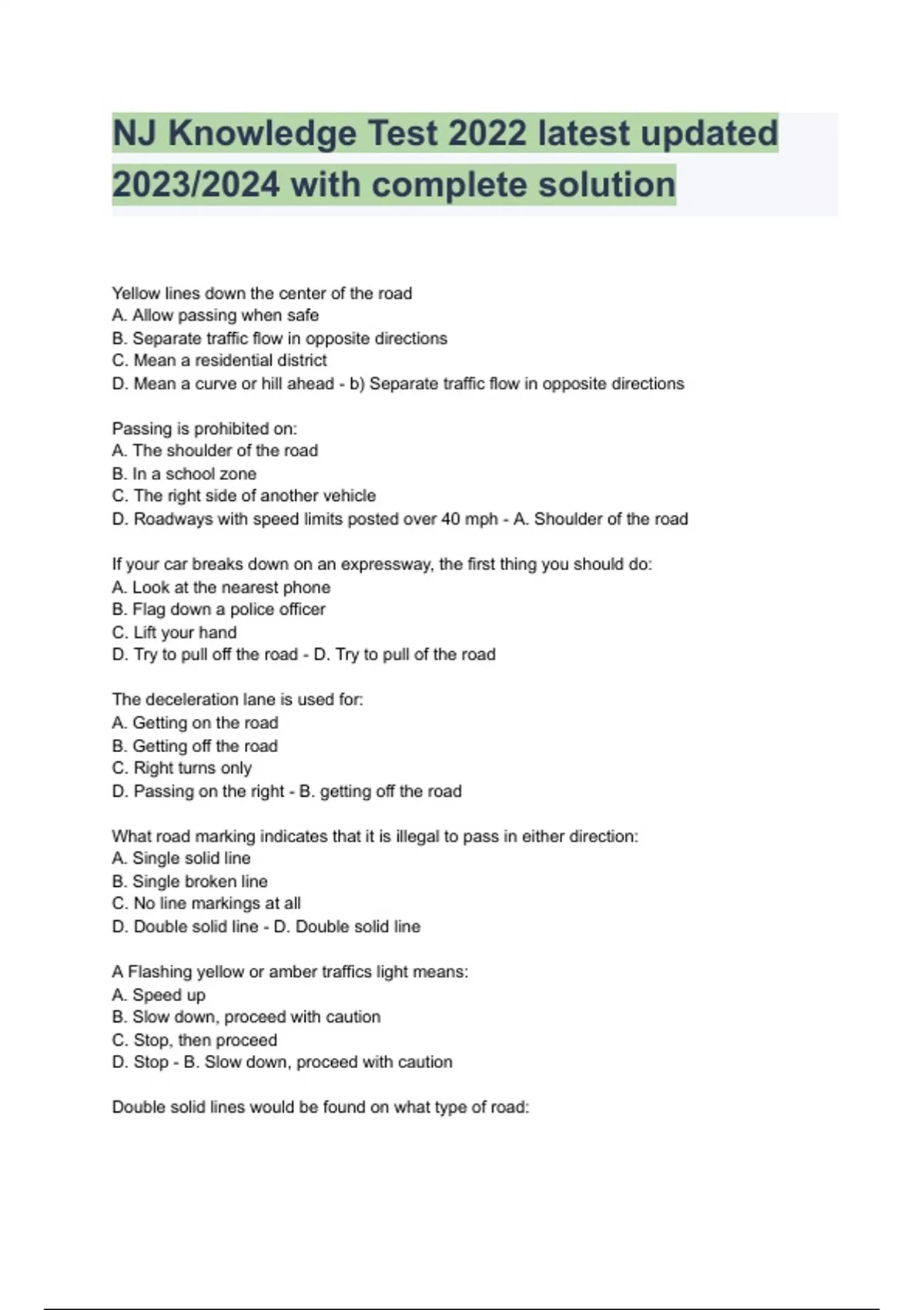 NJ Knowledge Test 2022 latest updated 2023/2024 with complete solution ...