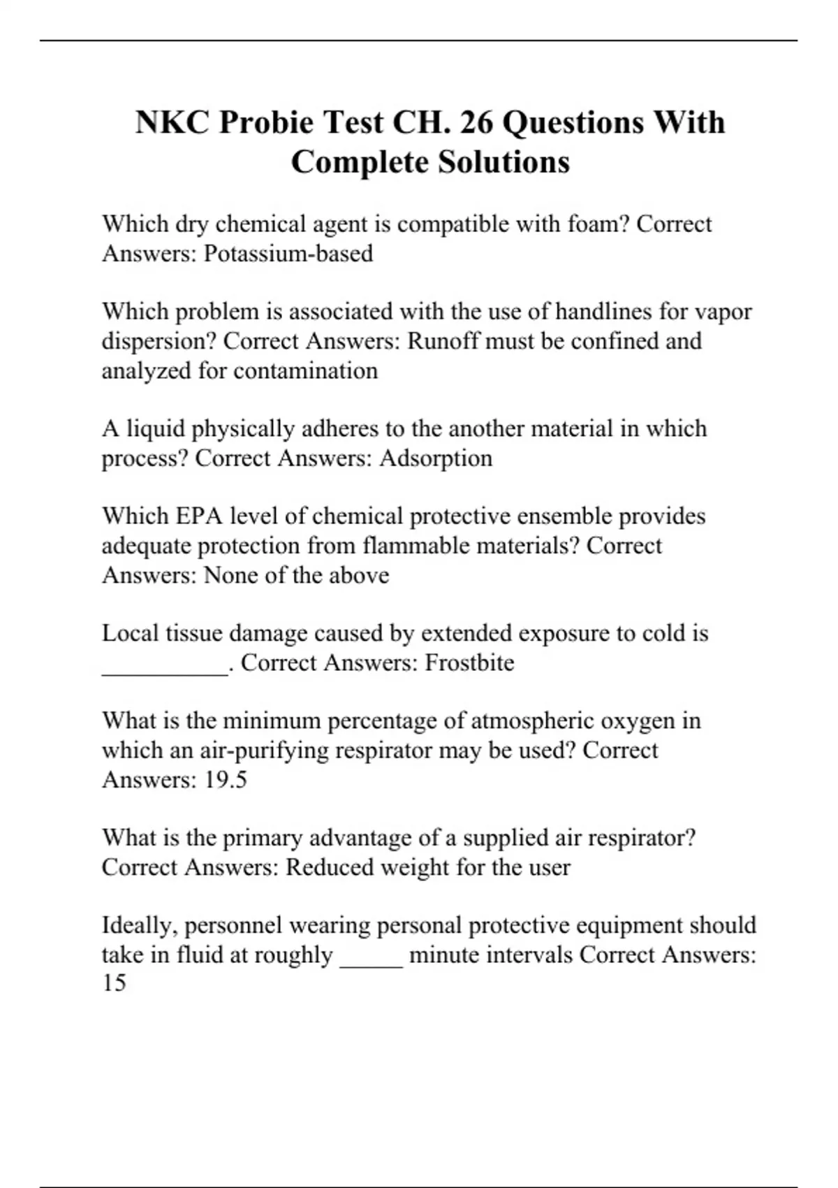 NKC Probie Test CH. 26 Questions With Complete Solutions - NKC Probie ...
