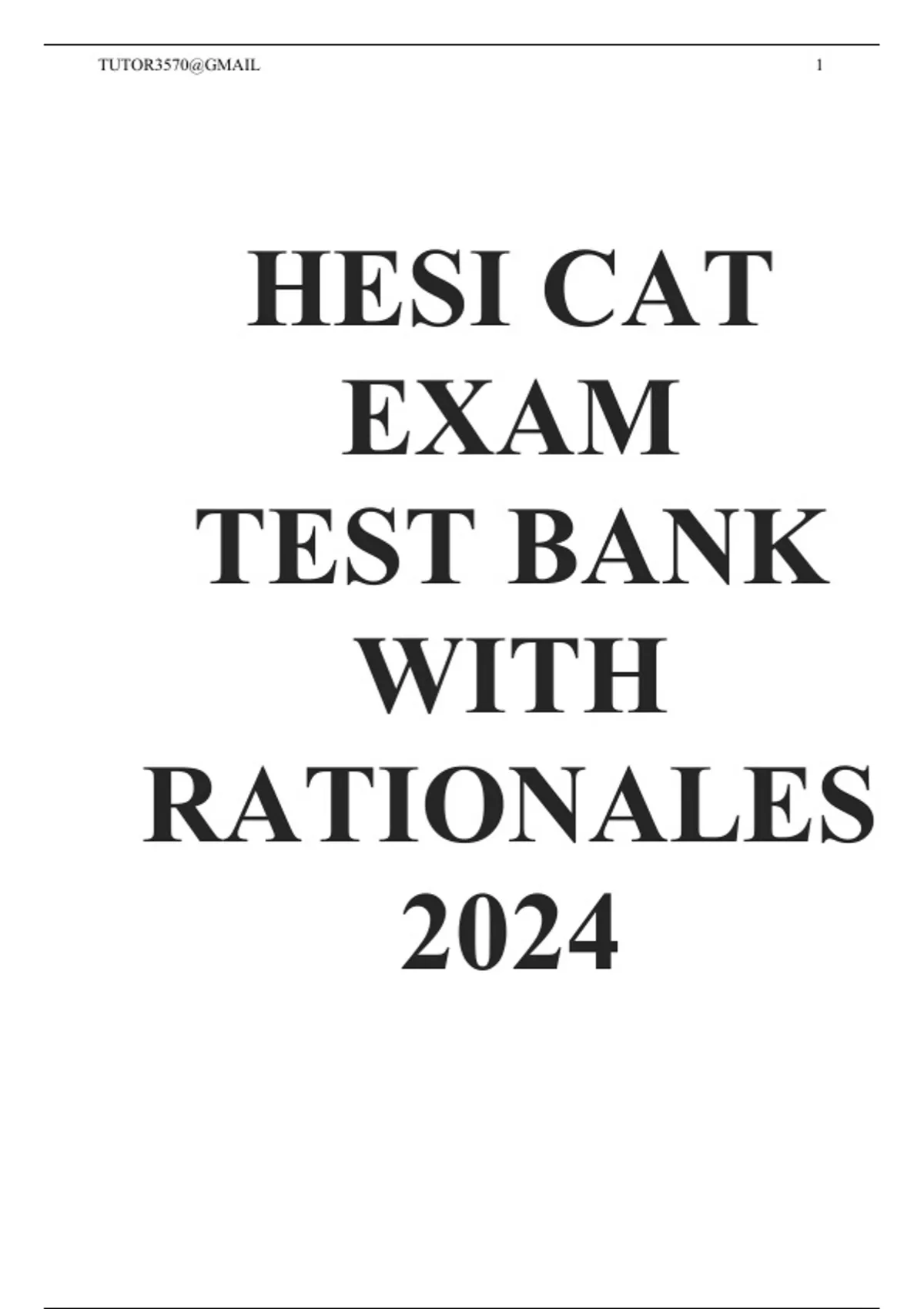 HESI CAT exam Test Bank All New for 2024 - Stuvia US