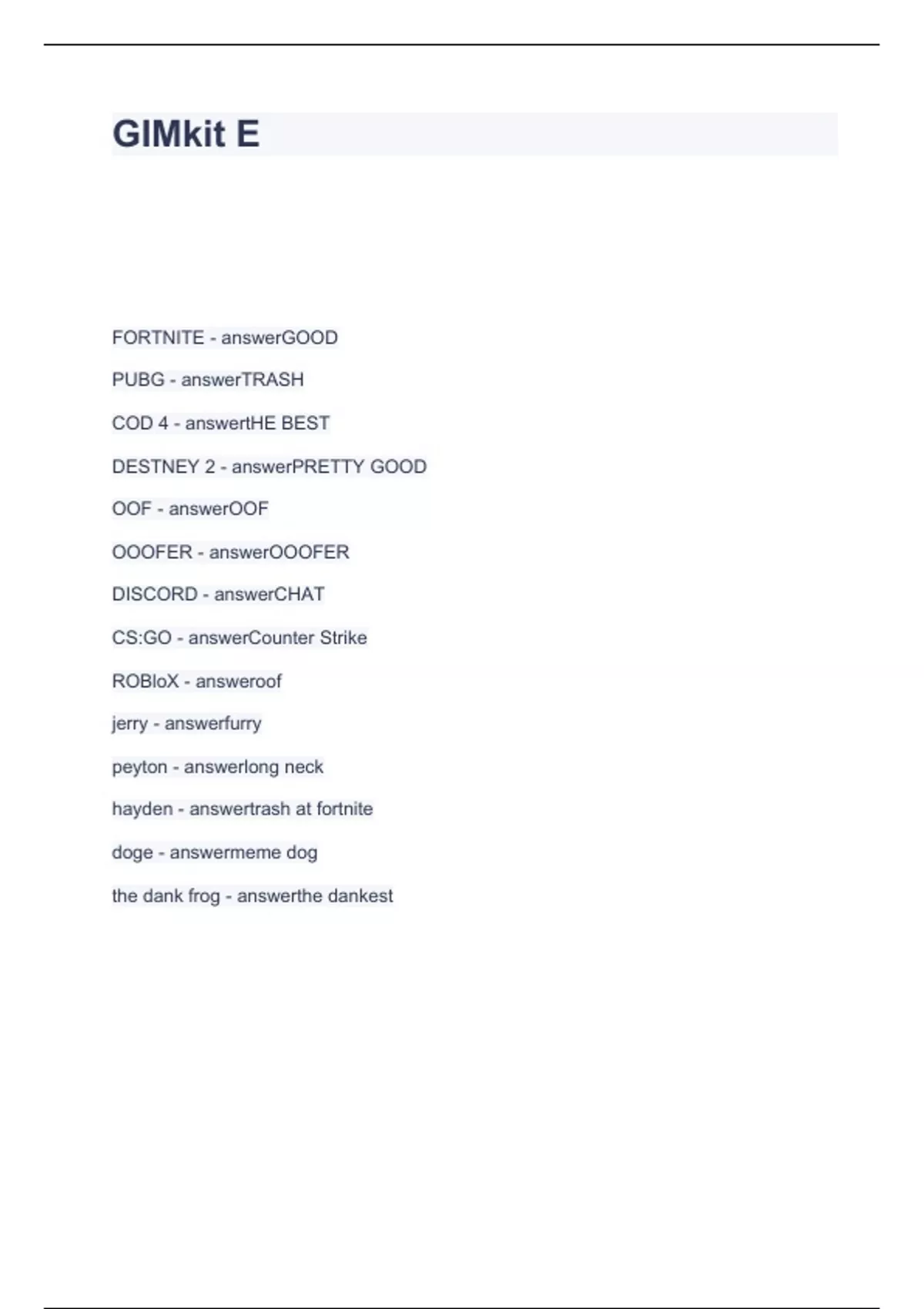 GIMkit E exam questions with answers - Gimkit - Stuvia US