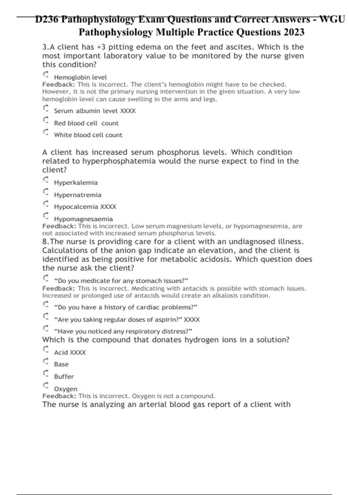 D236 Pathophysiology Exam Questions and Correct Answers - WGU ...