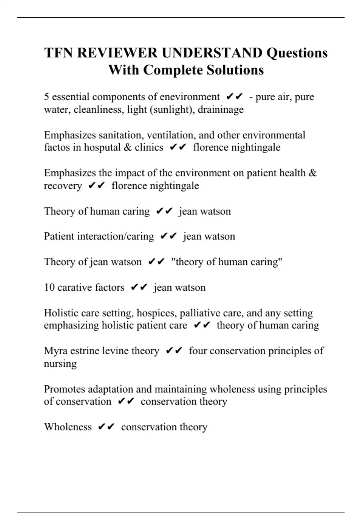 TFN REVIEWER UNDERSTAND Questions With Complete Solutions - TFN - Stuvia US