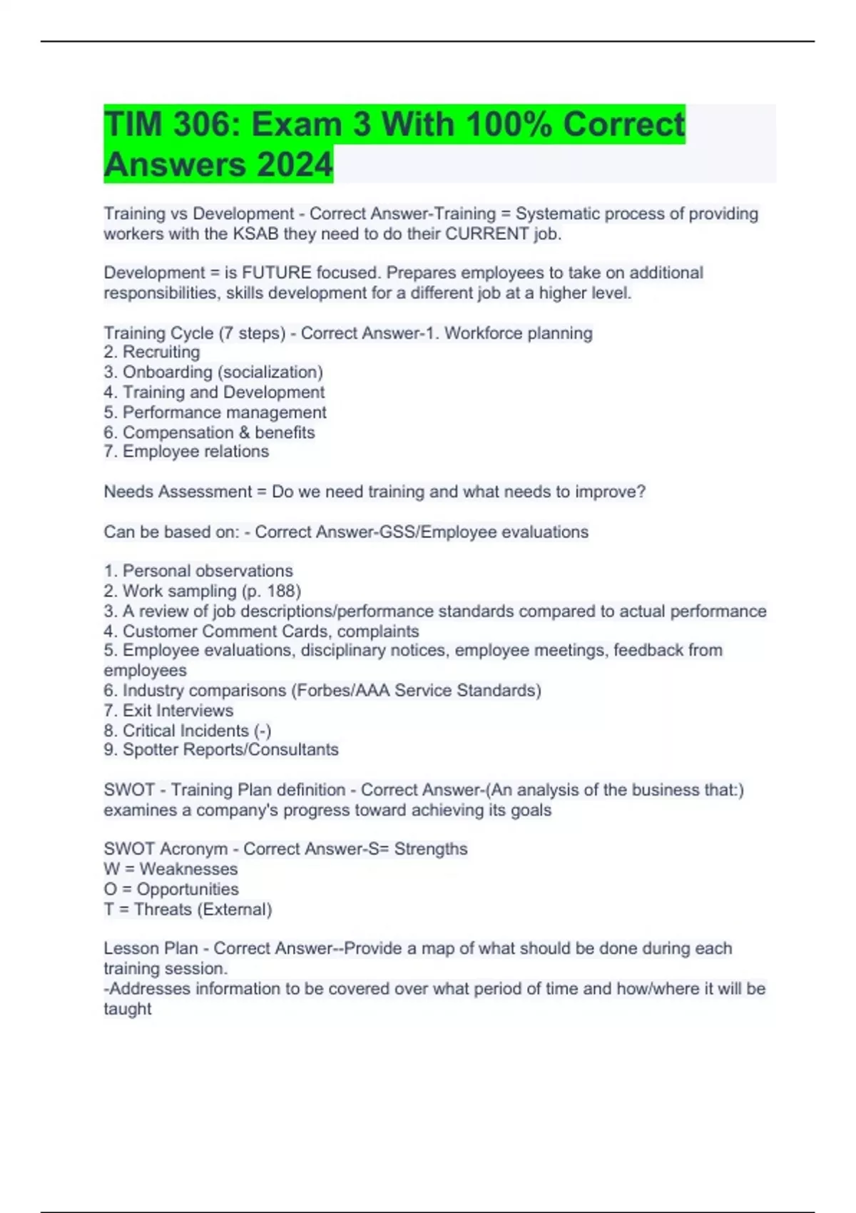 TIM 306: Exam 3 With 100% Correct Answers 2024 - TIM 306 - Stuvia US