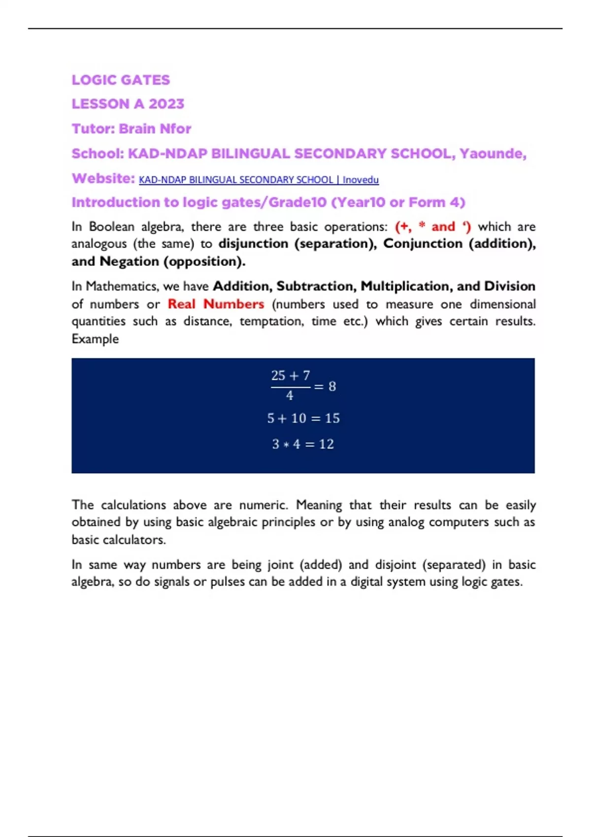 Introduction to logic gates - Computer science - Stuvia US