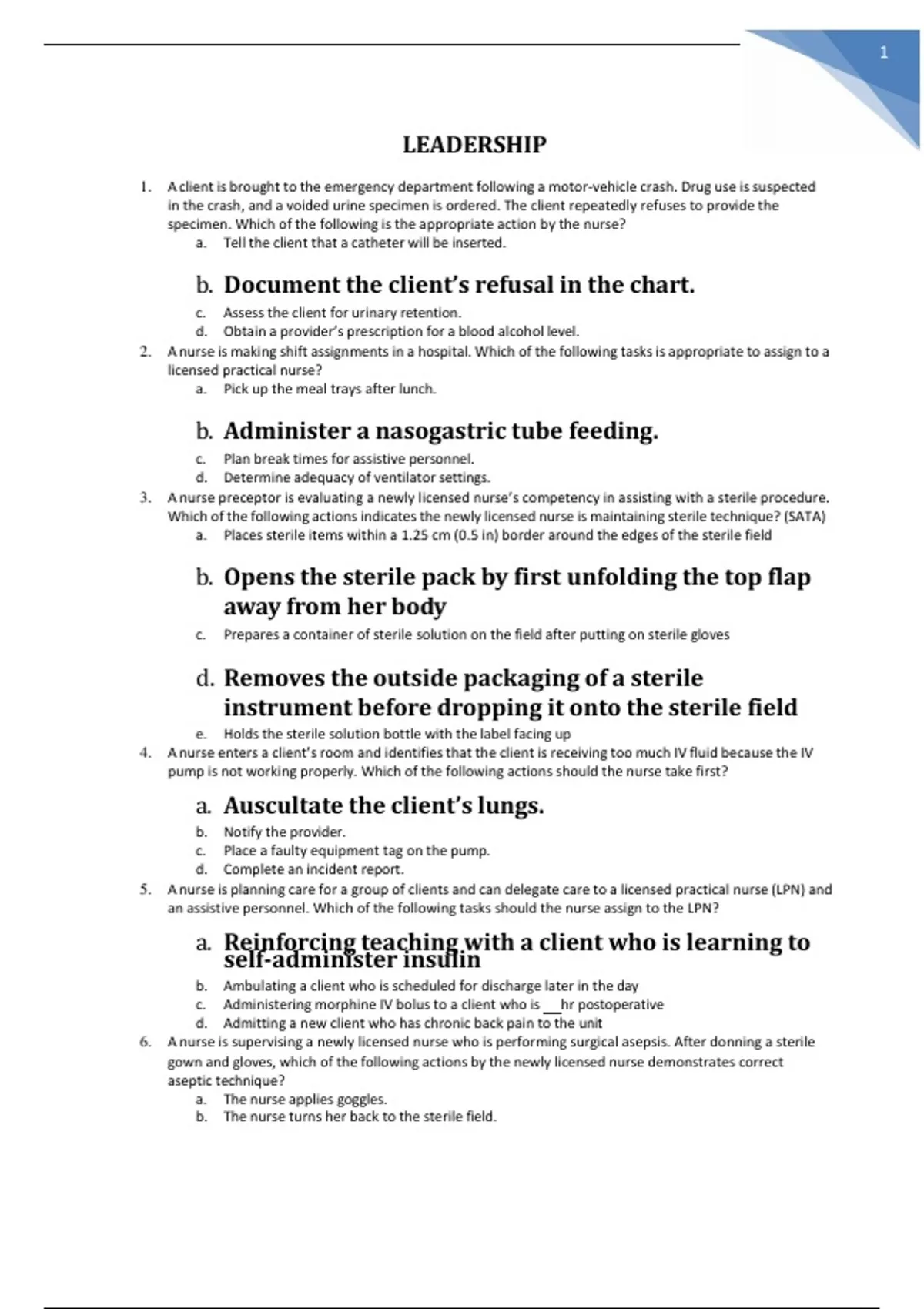 NURSING MISC Leadership - Proctored Complete - Proctored - NURSING MISc ...