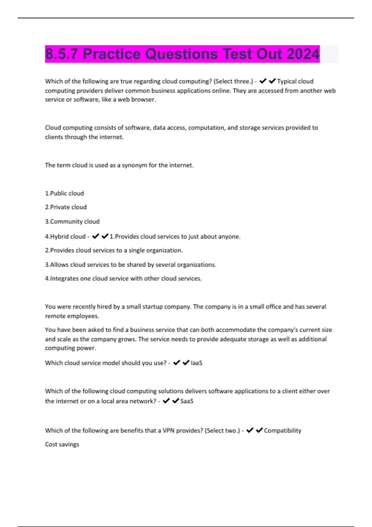 8.5.7 Practice Questions Test Out 2024 Questions and Answers(A+ ...