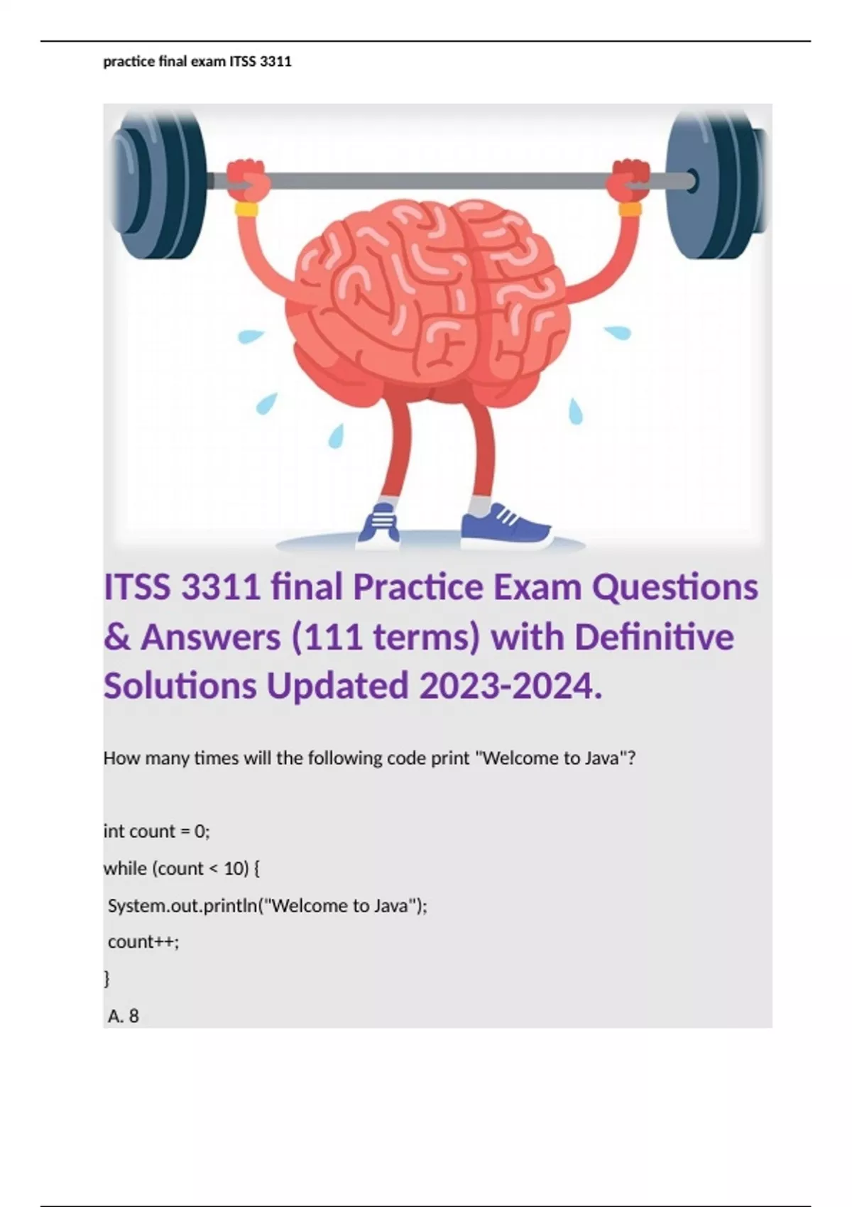 ITSS 3311 final Practice Exam Questions & Answers (111 terms) with ...