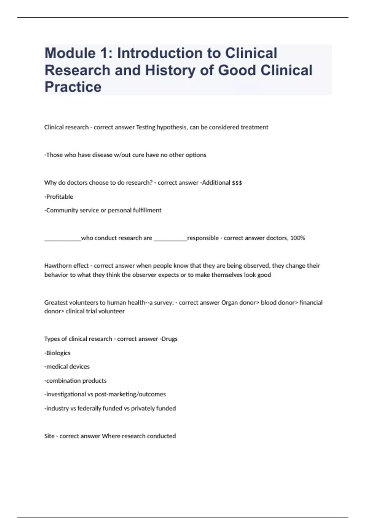 Module 1 Introduction to Clinical Research and History of Good Clinical ...