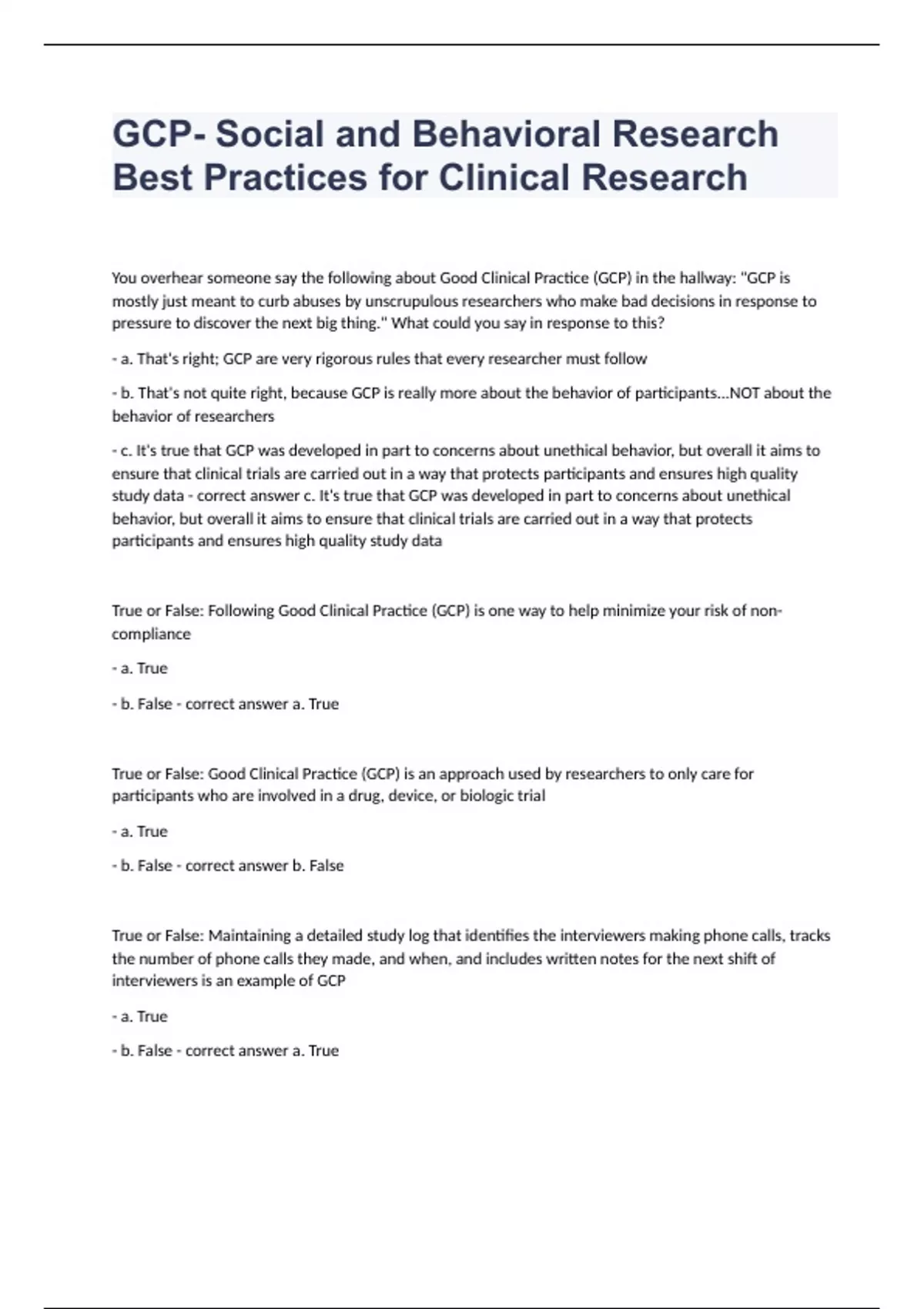 GCP- Social and Behavioral Research Best Practices for Clinical ...