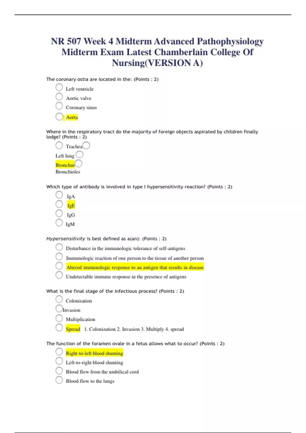 507 Week 4 Midterm Advanced Pathophysiology NR 507 Week 4 Midterm Advanced Pathophysiology NR ...