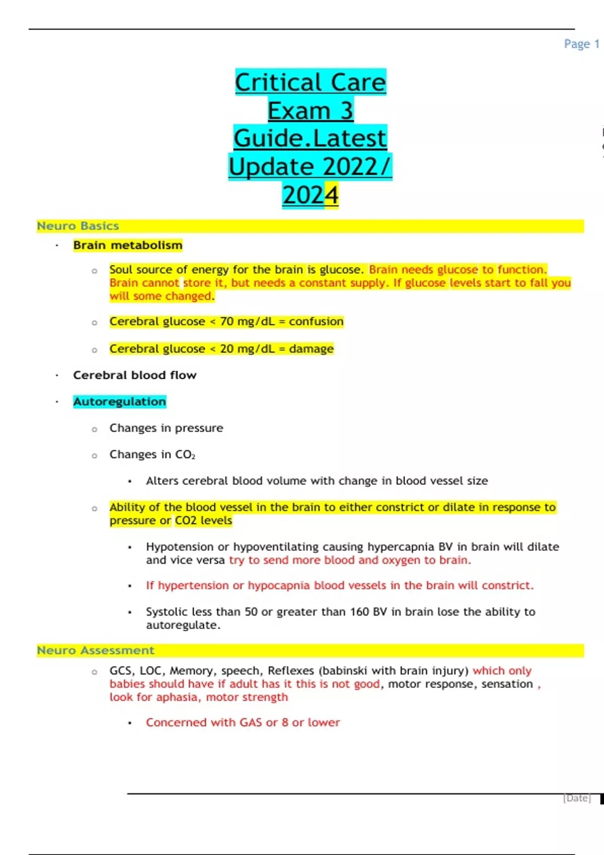 Critical Care Exam 3 Guide.Latest Update 2022/ 2024 - Critical Care E ...