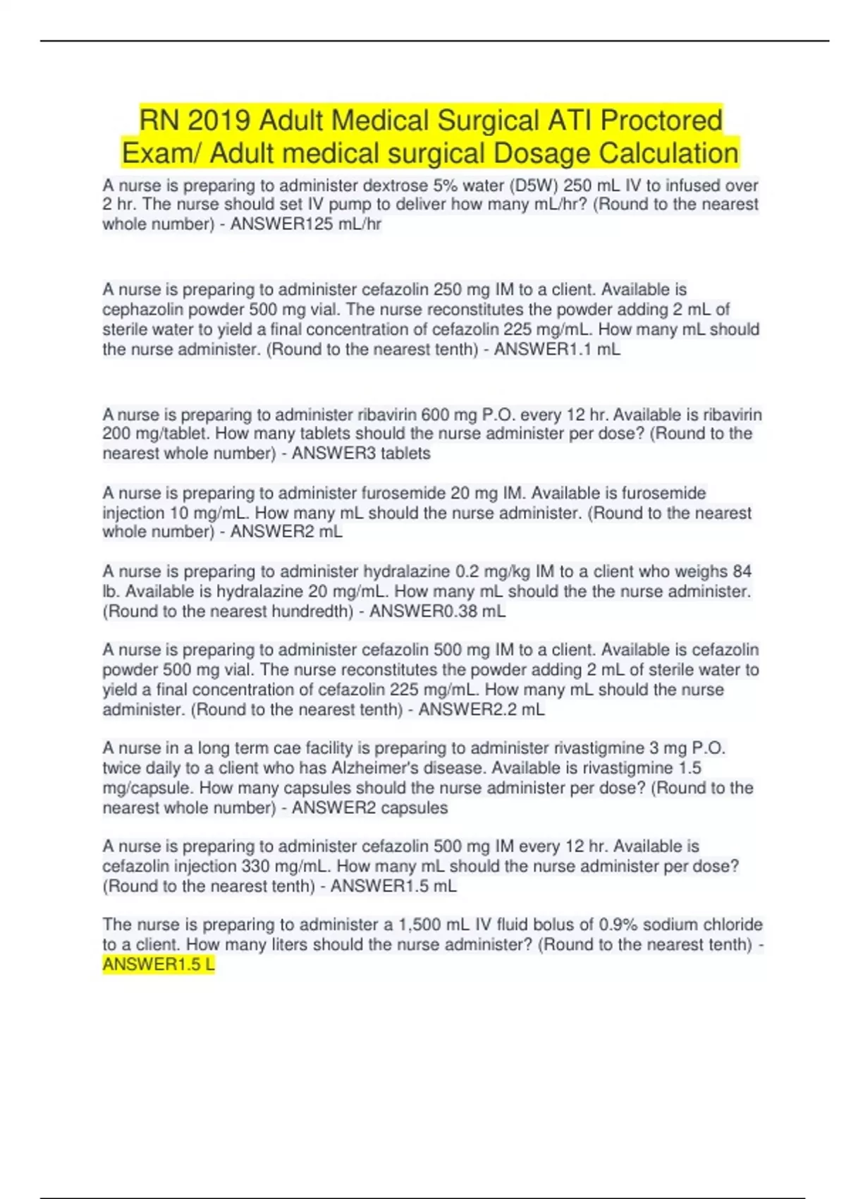 RN Adult Medical Surgical Nursing Review Module - RN 2019 Adult Medical ...