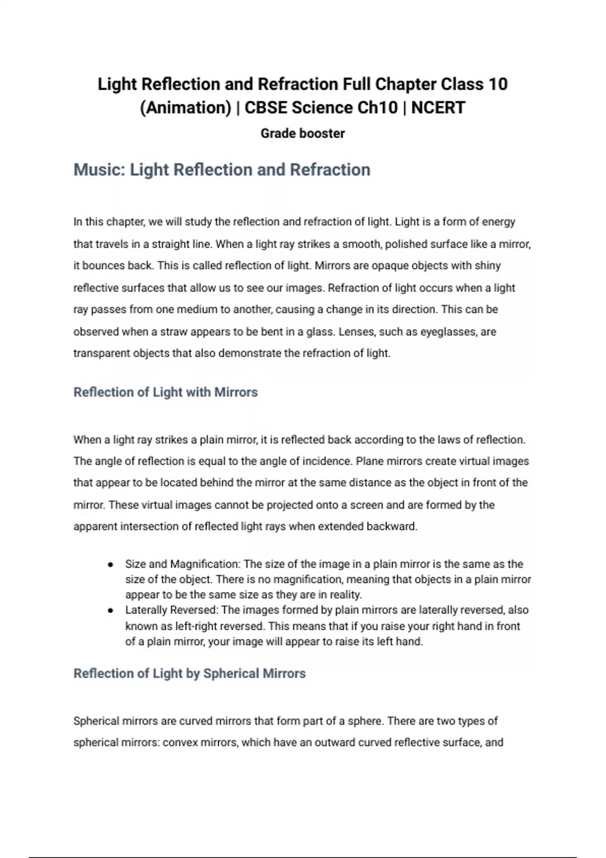 Class Notes Science Ncert Solutions For Class 10 Science Chapter 10 Light Reflection And