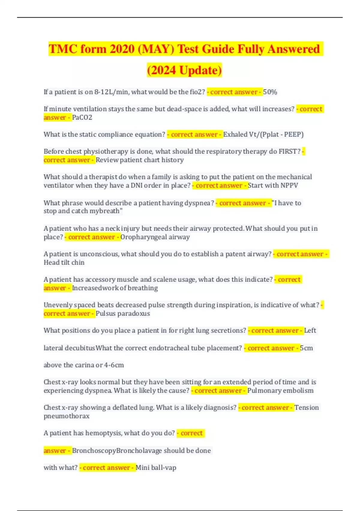 TMC form 2020 (MAY) Test Guide Fully Answered (2024 Update) - TMC ...