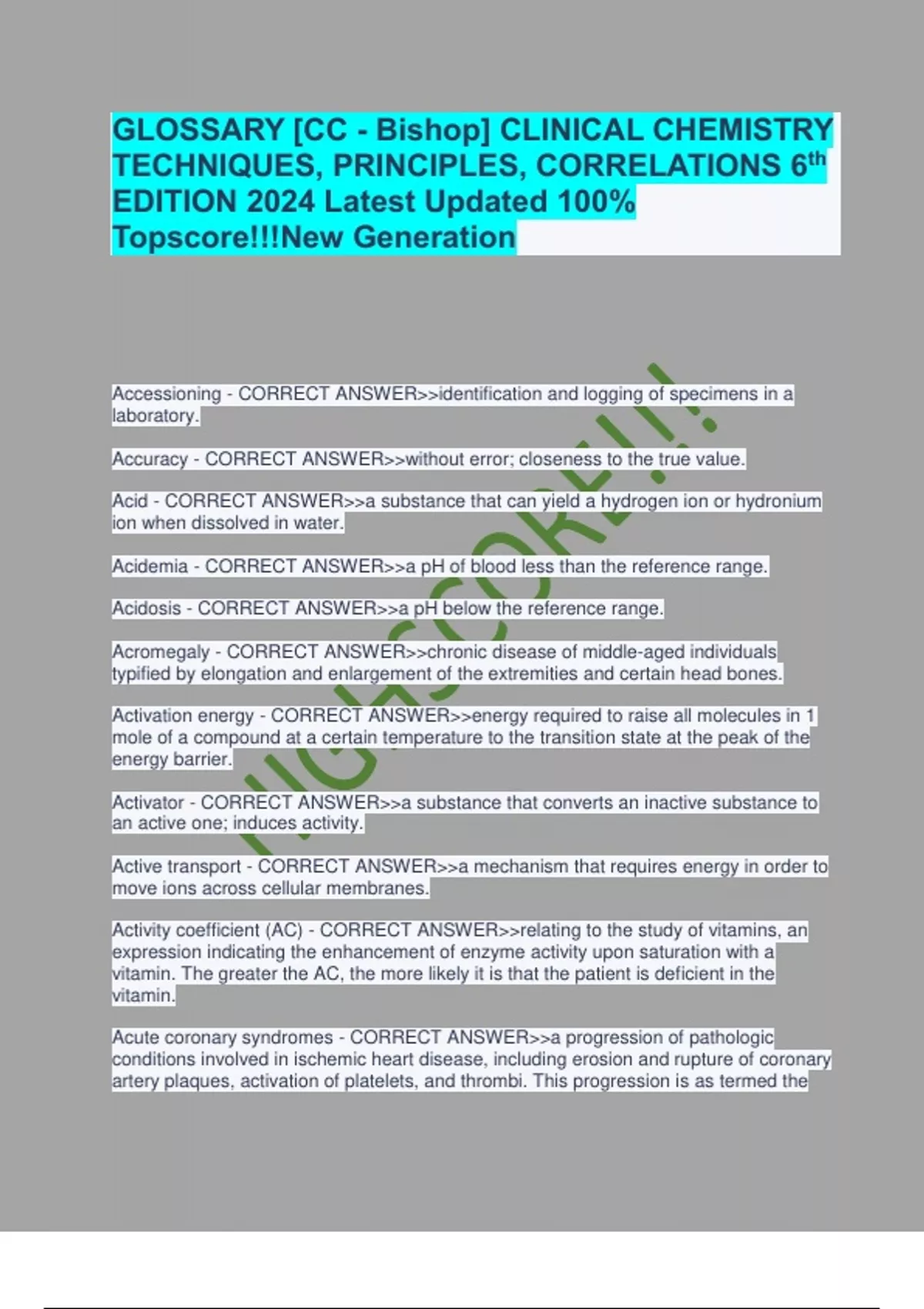 GLOSSARY [CC - Bishop] CLINICAL CHEMISTRY TECHNIQUES, PRINCIPLES ...