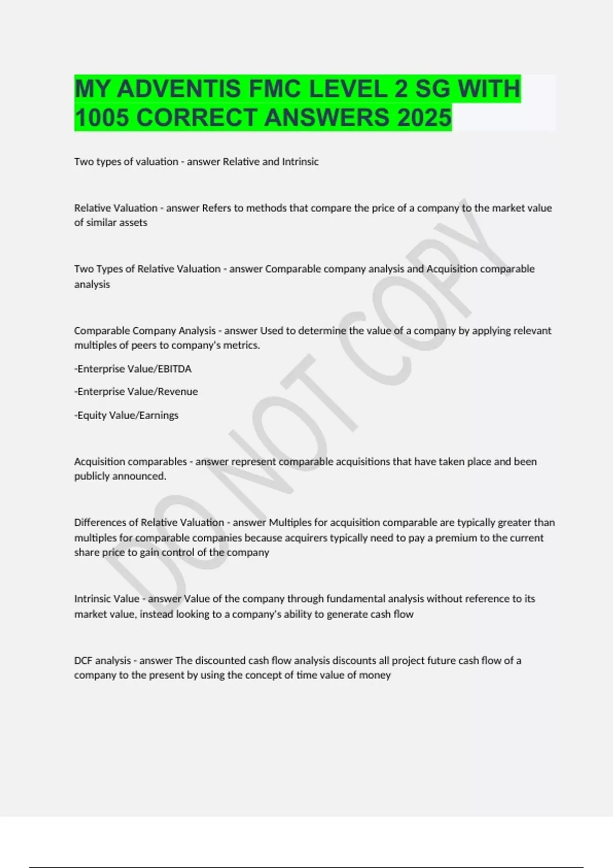 MY ADVENTIS FMC LEVEL 2 SG WITH 100% CORRECT ANSWERS 2025 - Adventis ...