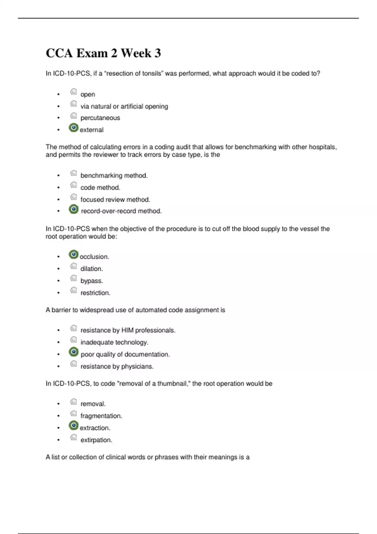 CCA Exam 2 Week 3 QUESTIONS & ANSWERS 2024( A+ GRADED 100% VERIFIED) - CCA 2 - Stuvia US