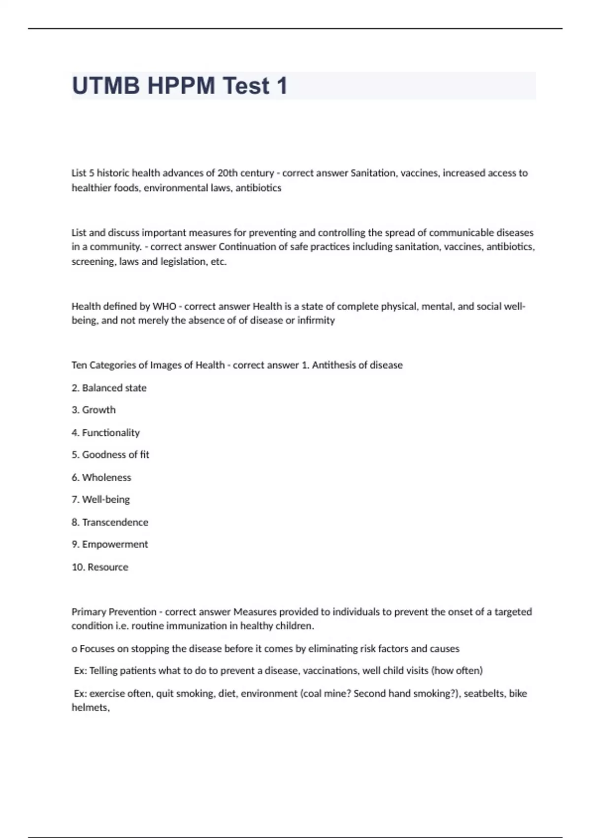 PACKAGE DEAL OF HPPM QUESTION AND ANSWERS 100% CORRECT 2023/2024 - Stuvia US