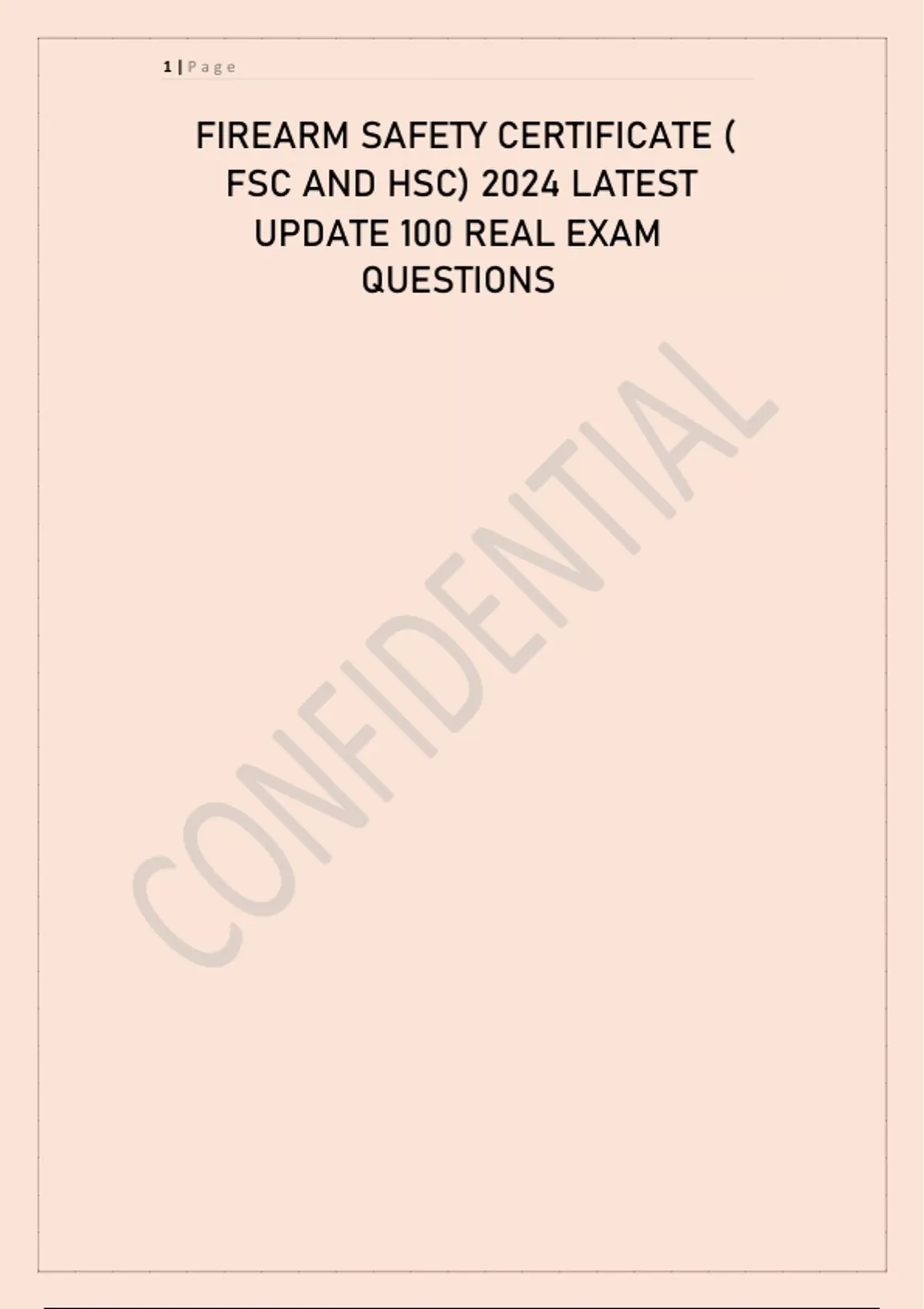 FIREARM SAFETY CERTIFICATE ( FSC AND HSC) 2024 QUESTIONS AND ANSWERS 100 REAAL EXAM - Fire/EMT ...