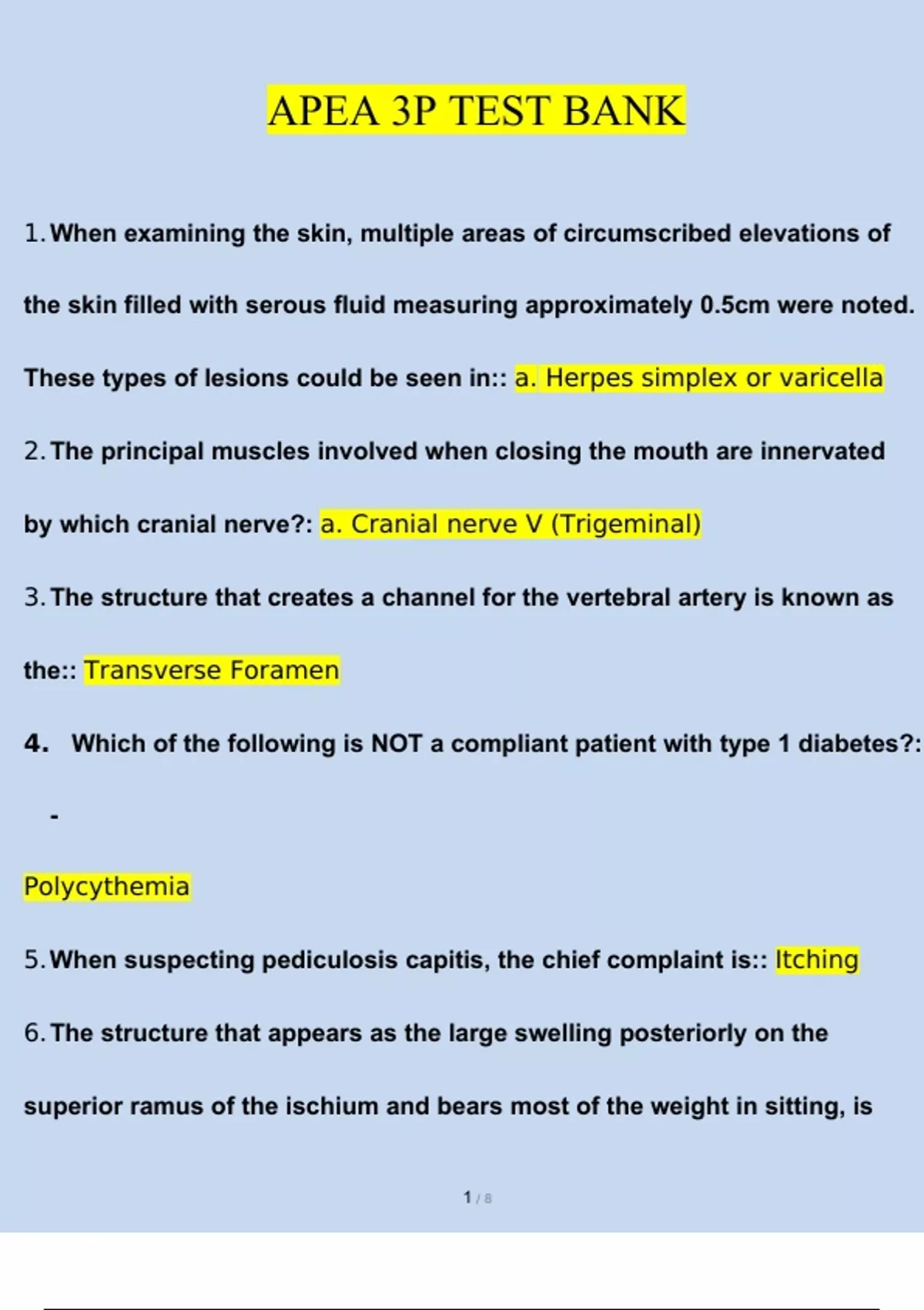 APEA 3P TEST BANK Questions and Answers Updated (2023 / 2024) (Verified ...