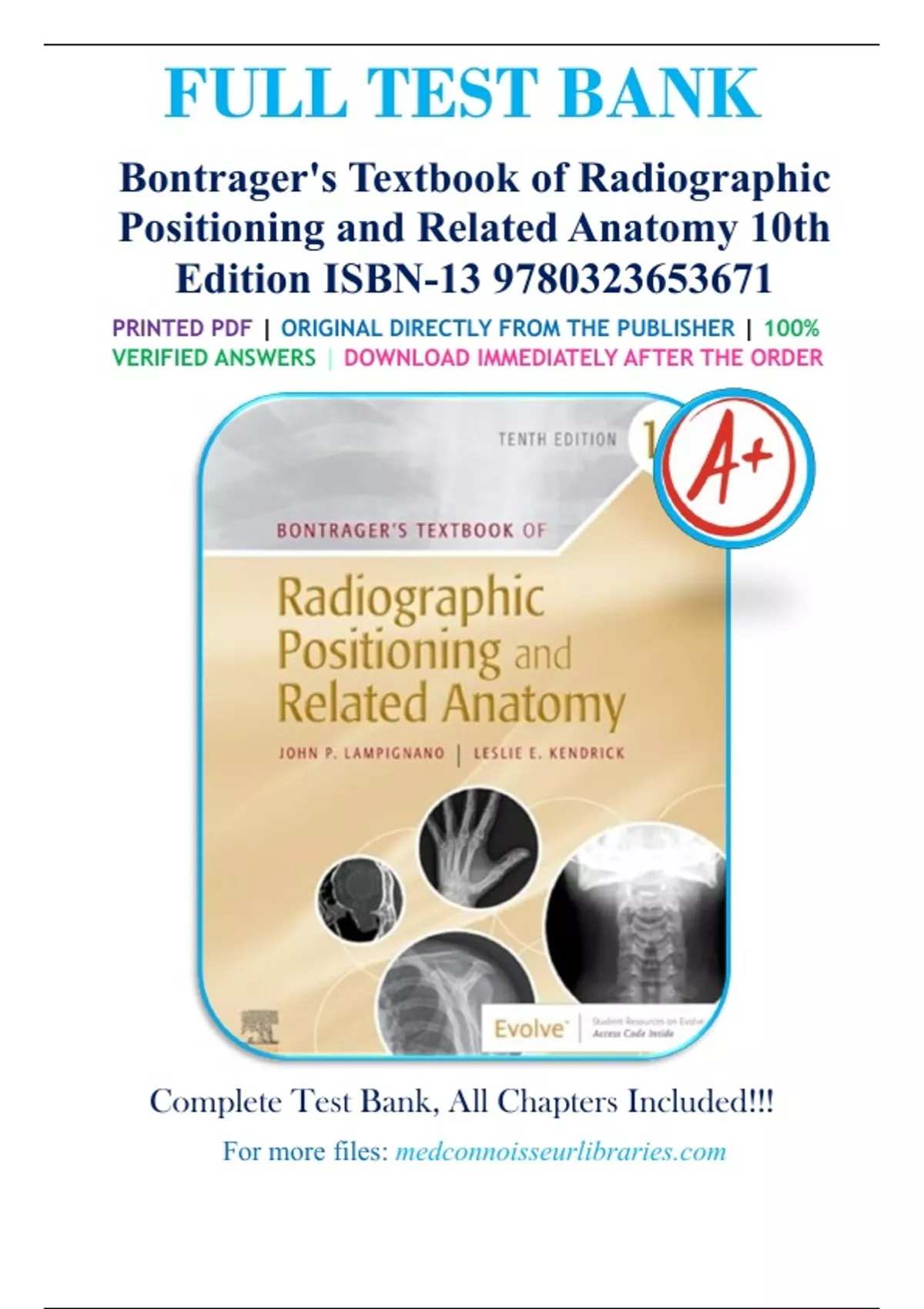 Test Bank - Bontrager's Textbook of Radiographic Positioning and ...