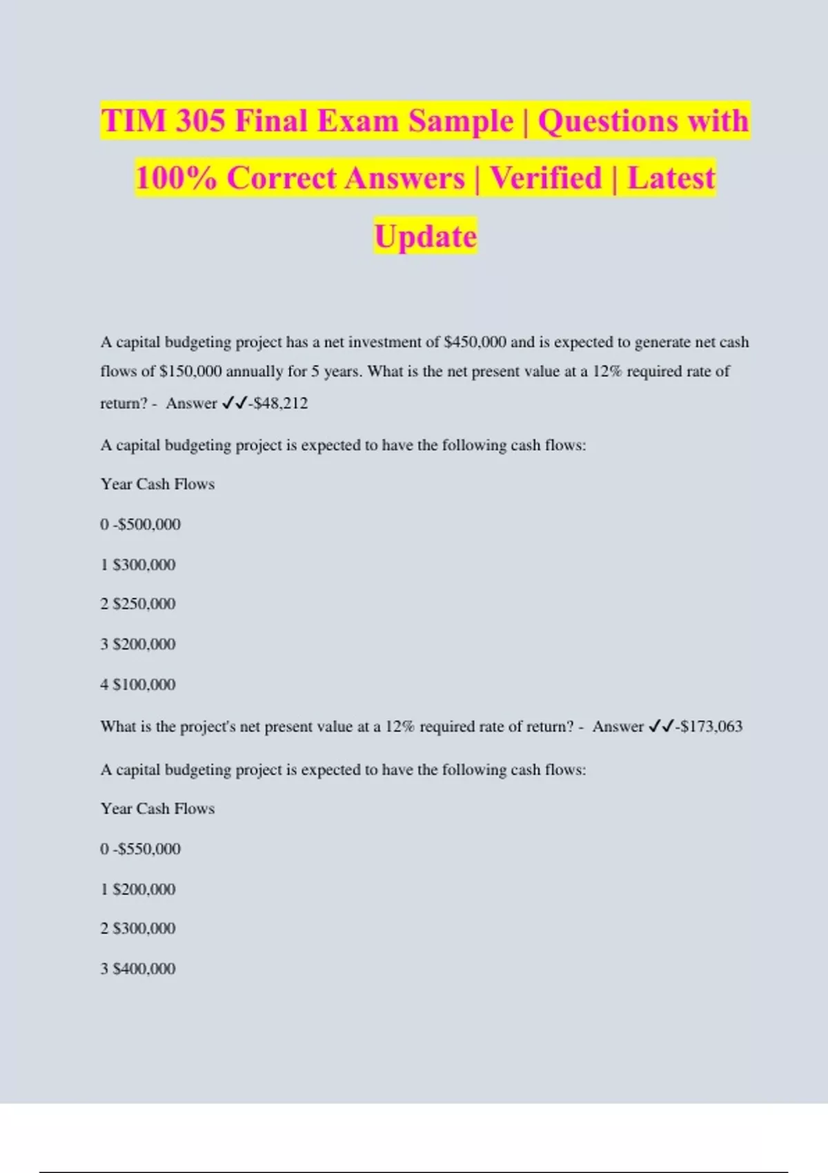 TIM 305 Final Exam Sample | Questions with 100% Correct Answers ...