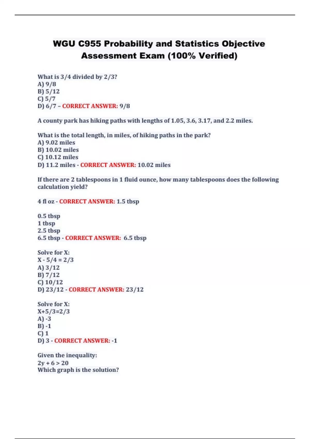 WGU C955 Exams Bundle (100% Correct) Questions and Answers - Stuvia US