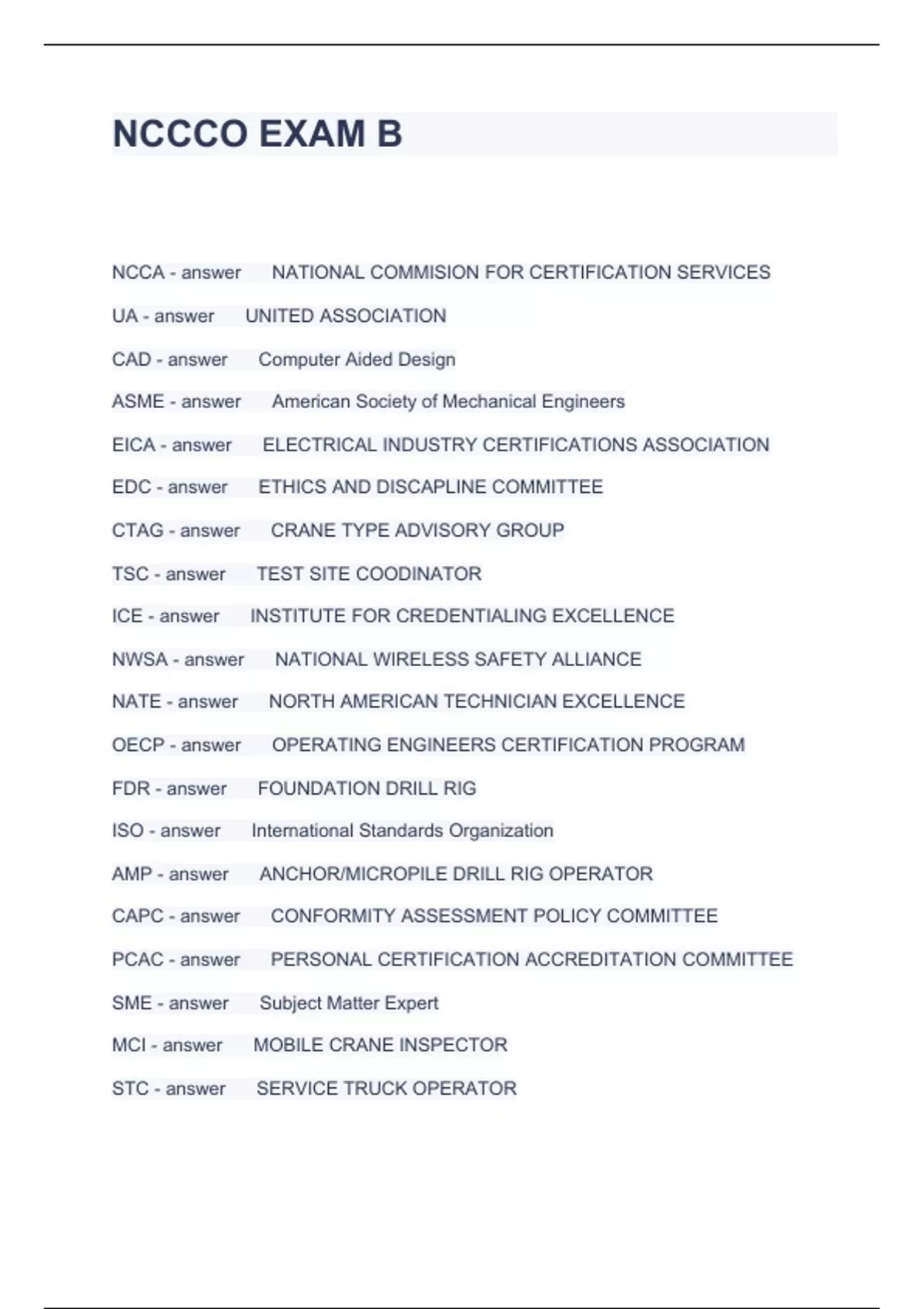 NCCCO EXAM B QUESTIONS AND ANSWERS GRADED A+ 2024 - Nccco - Stuvia US