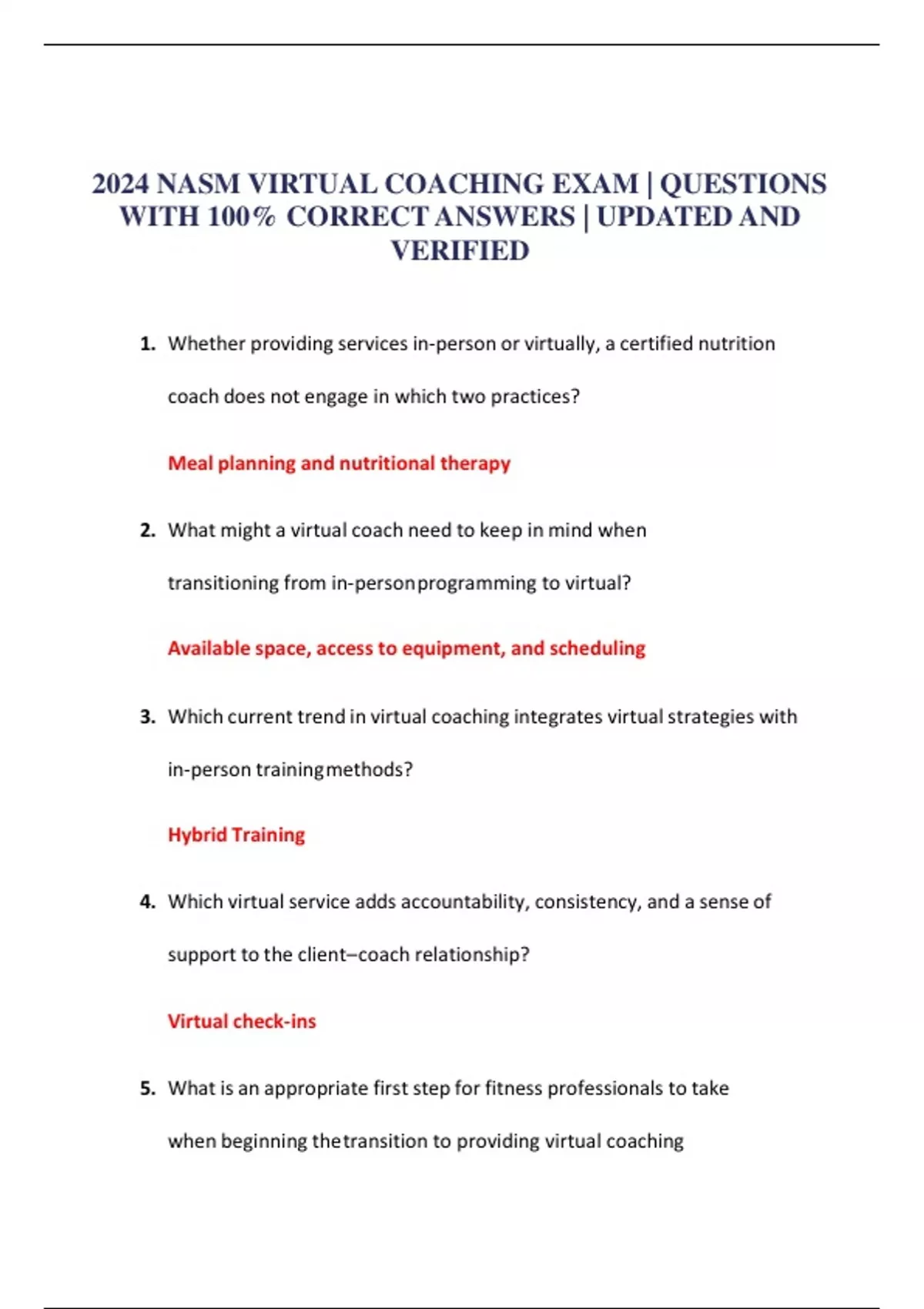 2024 NASM VIRTUAL COACHING EXAM | QUESTIONS WITH 100% CORRECT ANSWERS ...