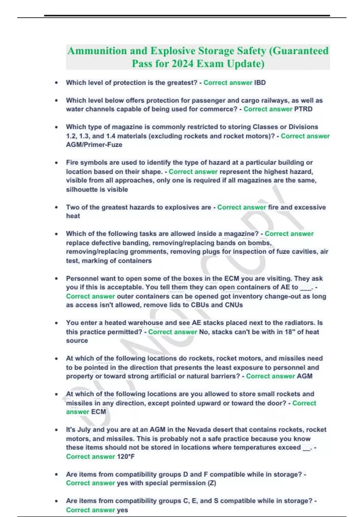 Ammunition and Explosive Storage Safety (Guaranteed Pass for 2024 Exam ...