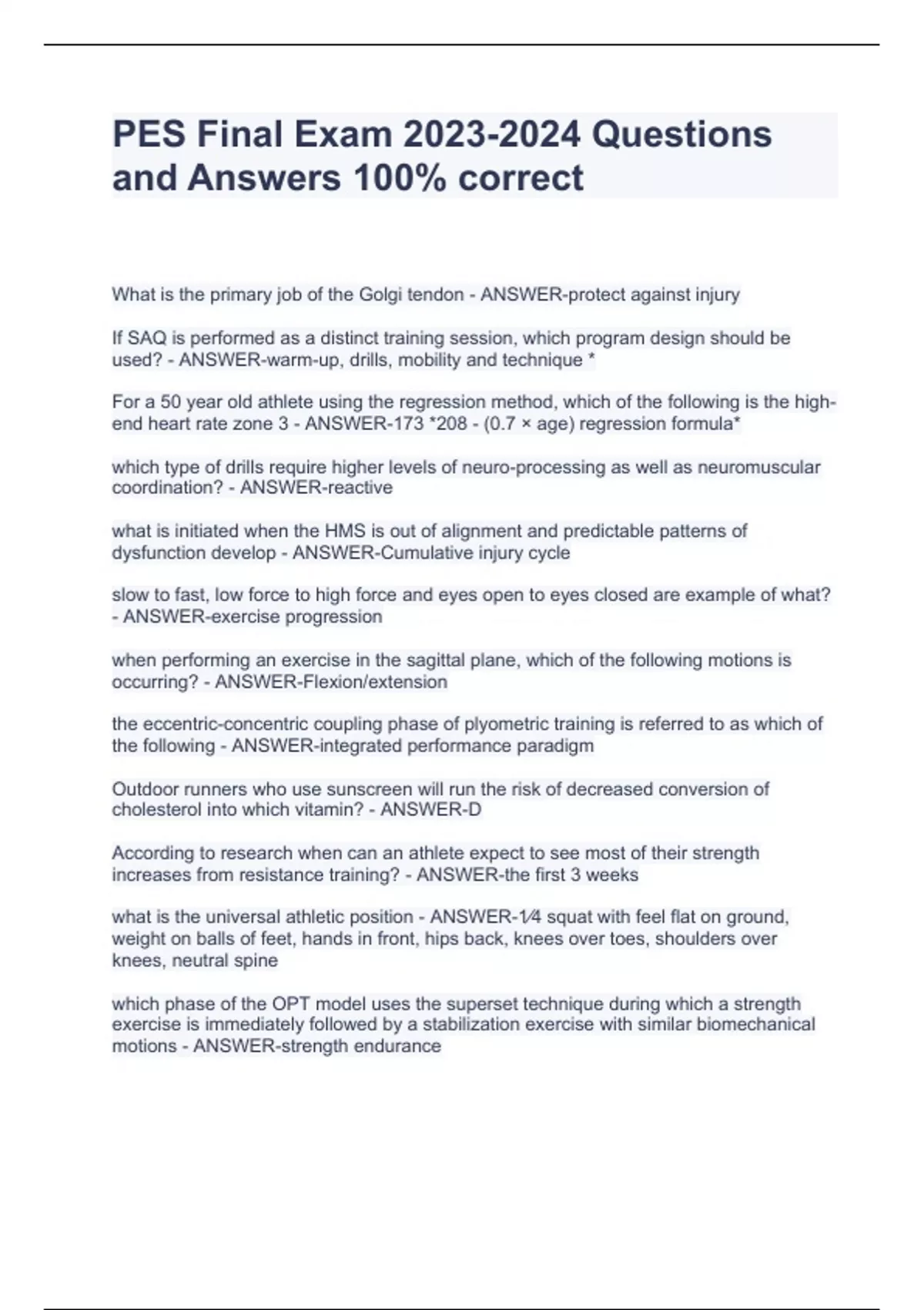 PES Final Exam Questions and Answers 100% correct - PES - Stuvia US