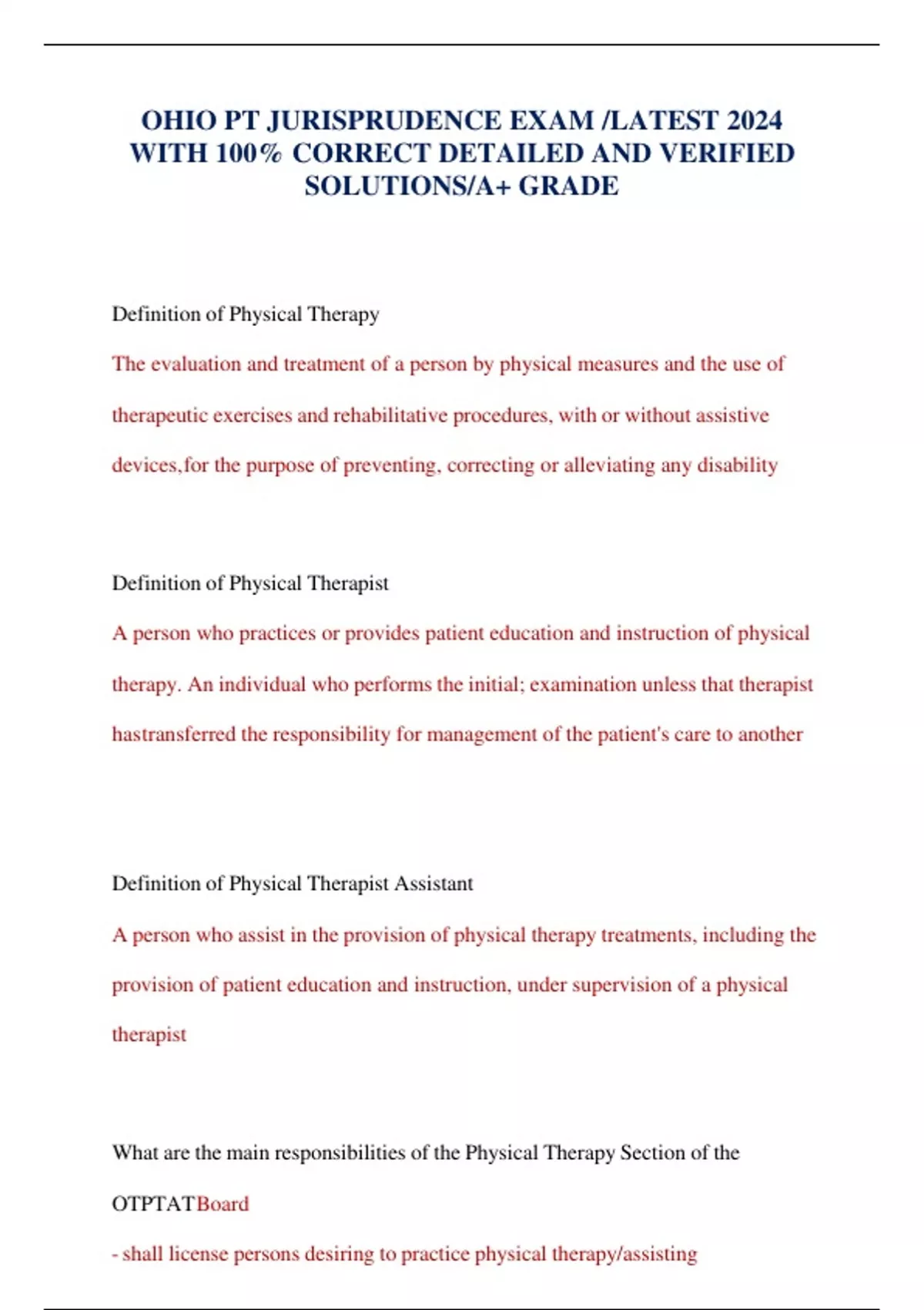 Ohio Physical Therapy License Verification