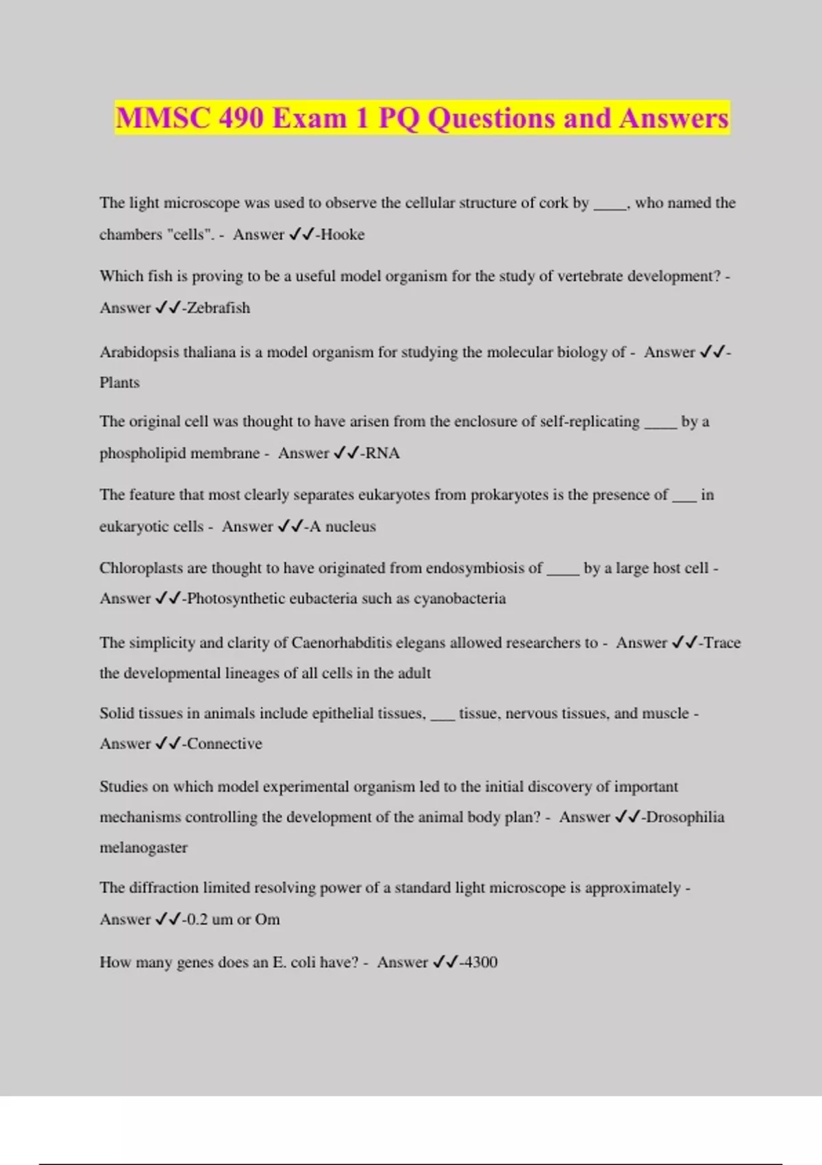 MMSC 490 Exam 1 PQ Questions and Answers - MMSC 490 - Stuvia US