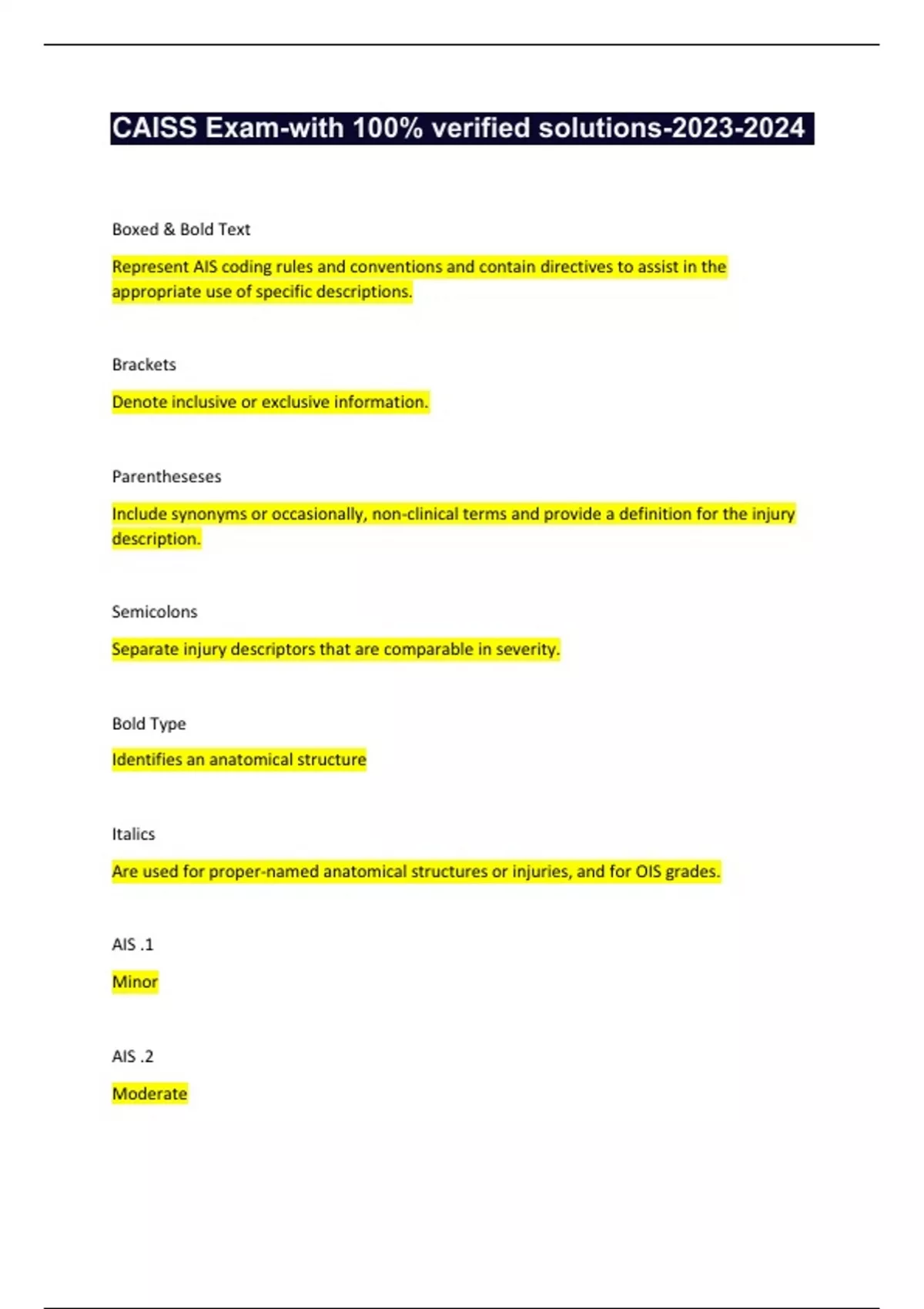 CAISS Exam-with 100% verified solutions- - CAISS \\ - Stuvia US