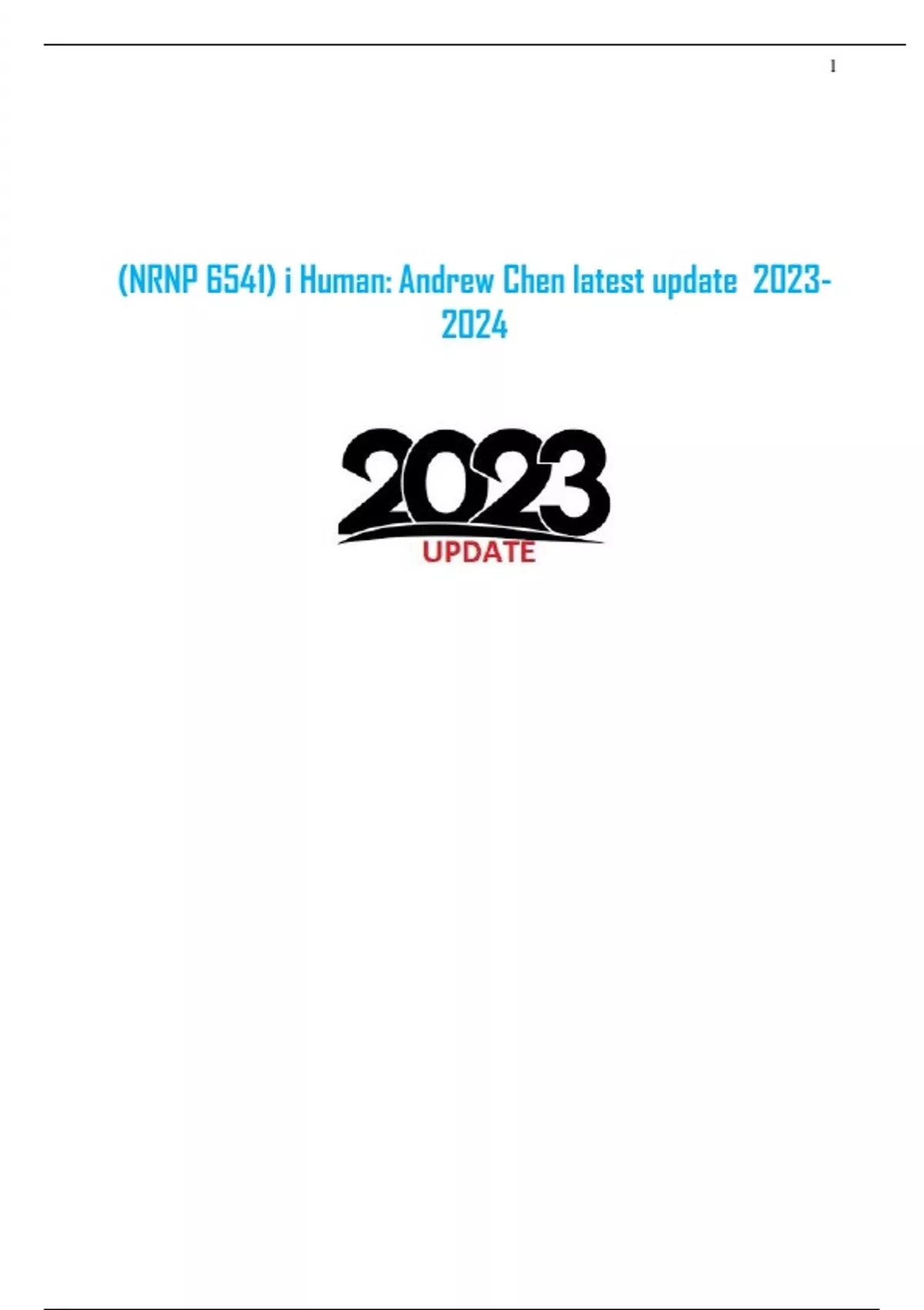 (NRNP 6541) i Human: Andrew Chen CASE STUDY latest update - I Human ...