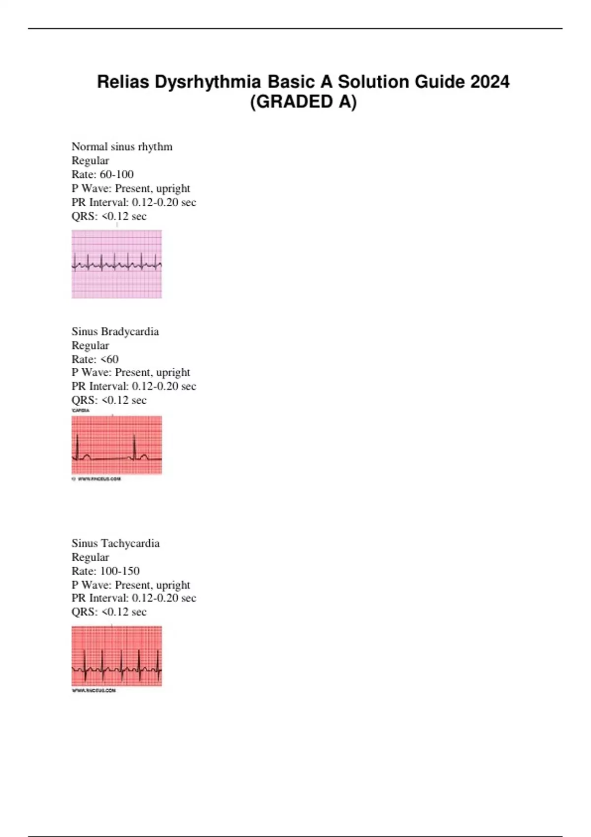 Relias Dysrhythmia Basic A Solution Guide 2024 (GRADED A). - Healthcare ...